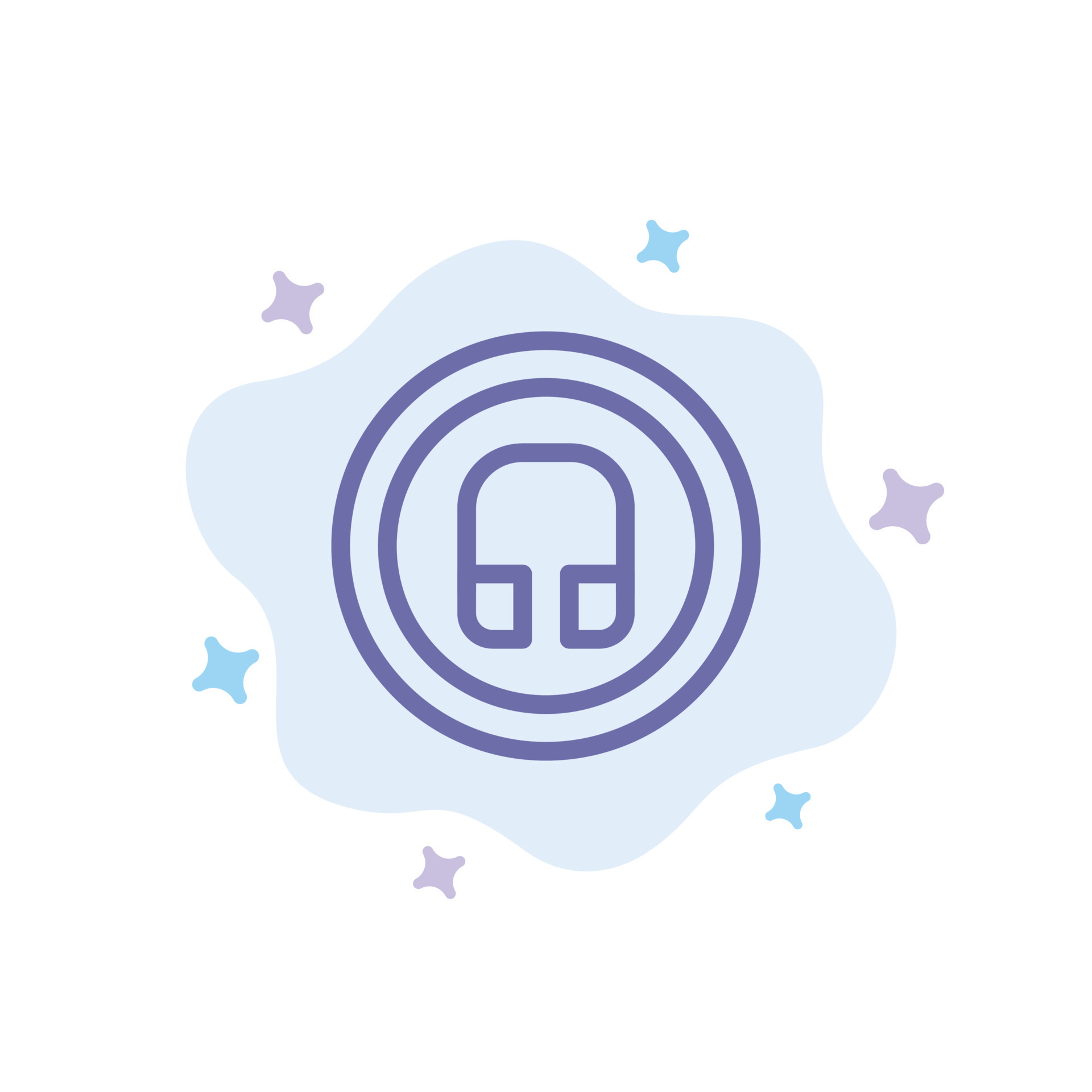 Earphone Headphone Basic Ui Blue Icon On Abstract Cloud Background
