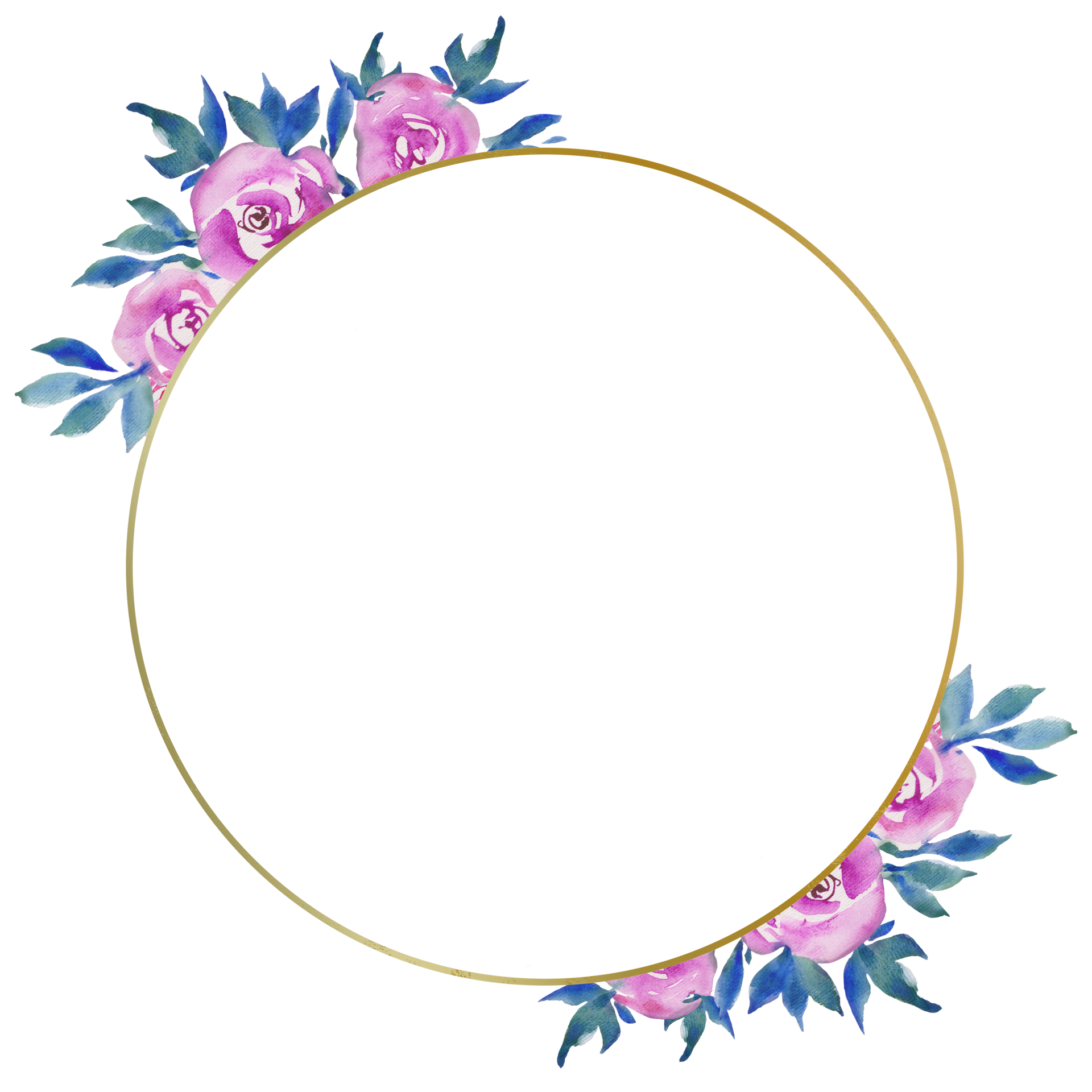 Moldura De Casamento Redonda Dourada Png Circular Ouro Floral🍇