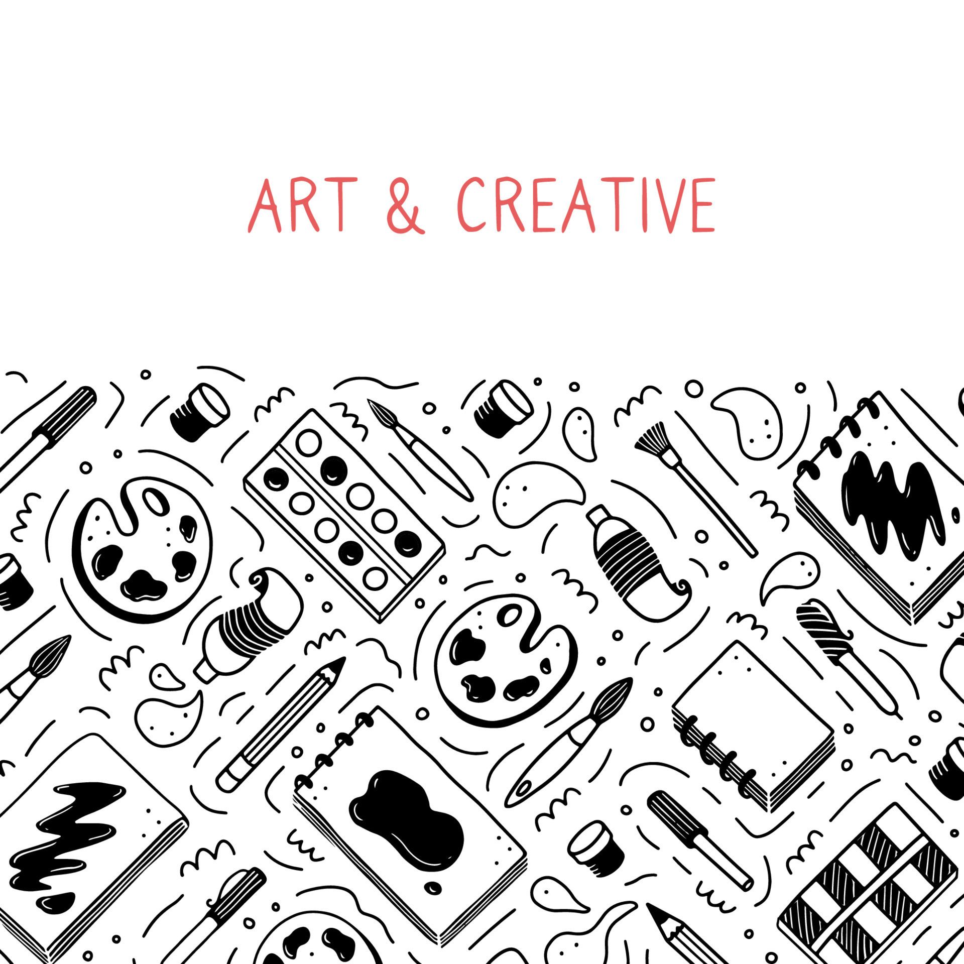 Hand Drawn Set Of Creatives Visual Art Themes Doodle Element Vector hand-drawn-set-of-creatives-visual-art-themes-doodle-element-vector