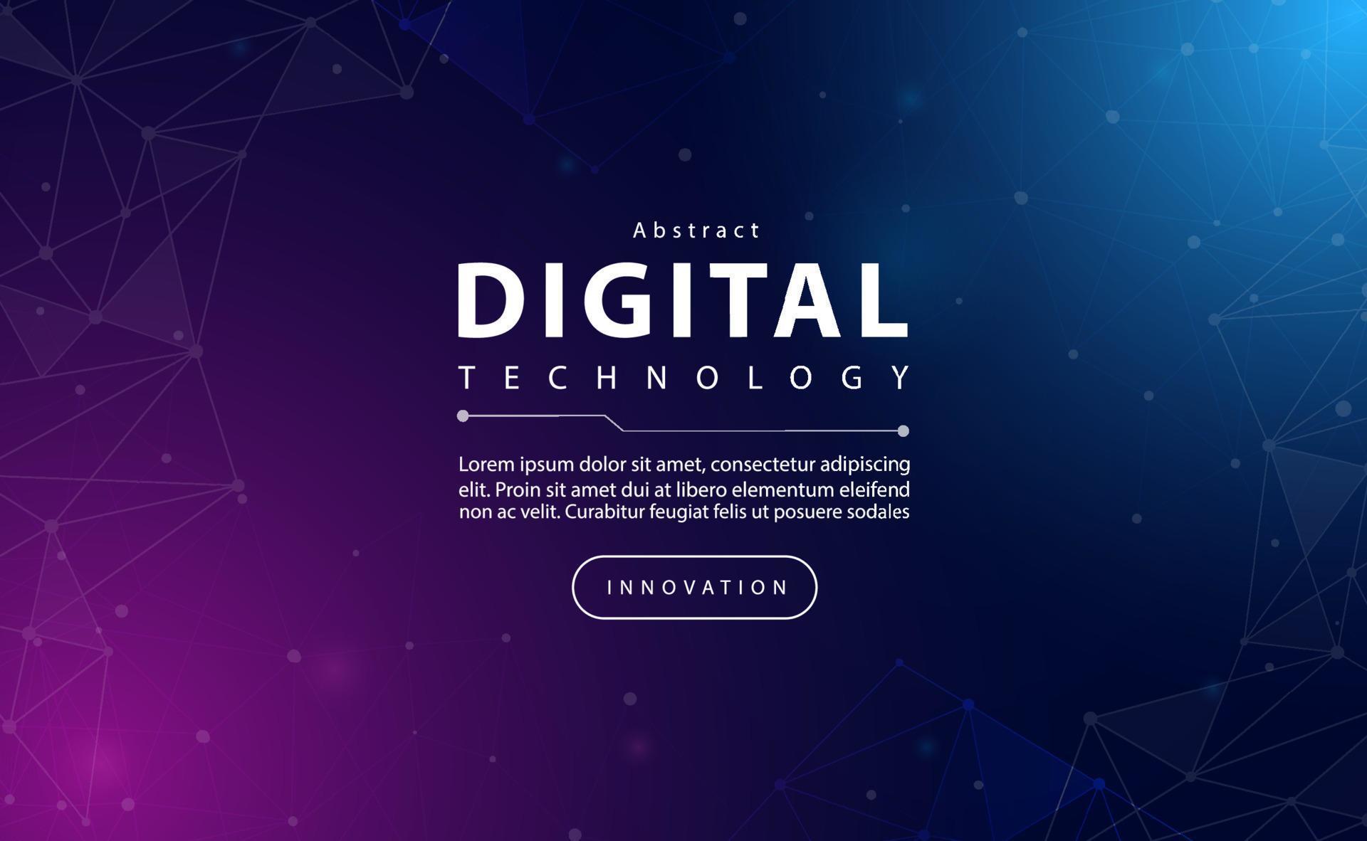Digital Technology Banner Pink Blue Background Concept With Technology Line Light Effect