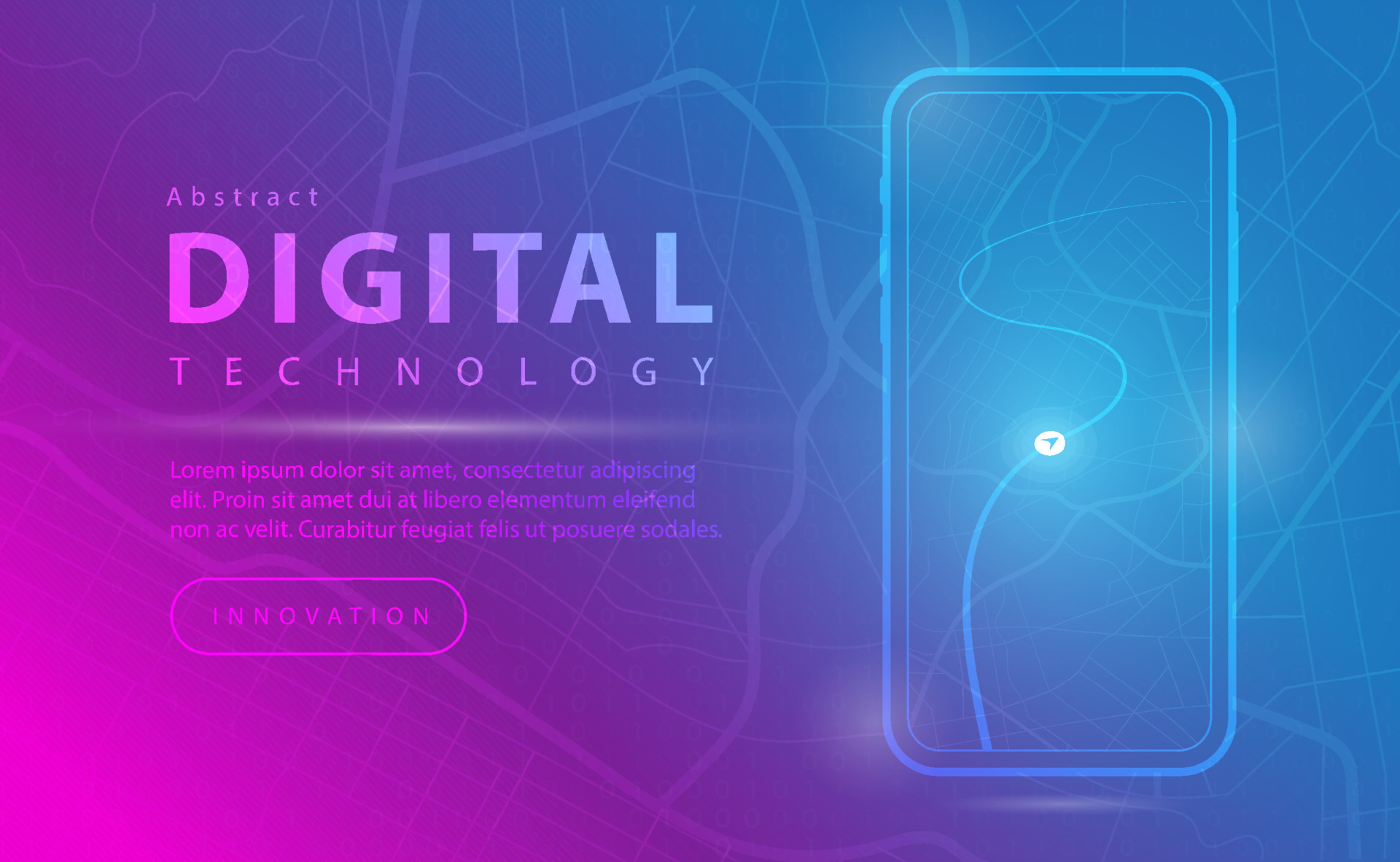 Digital technology banner pink blue background concept with technology ...