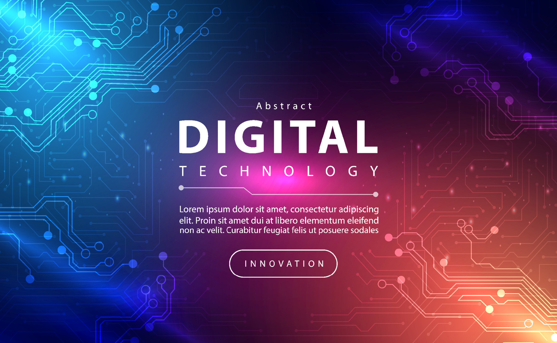 Digital Technology Banner Pink Blue Background Concept With Technology