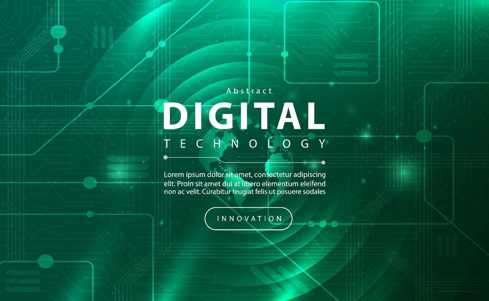 Digital technology banner green blue background concept with technology ...