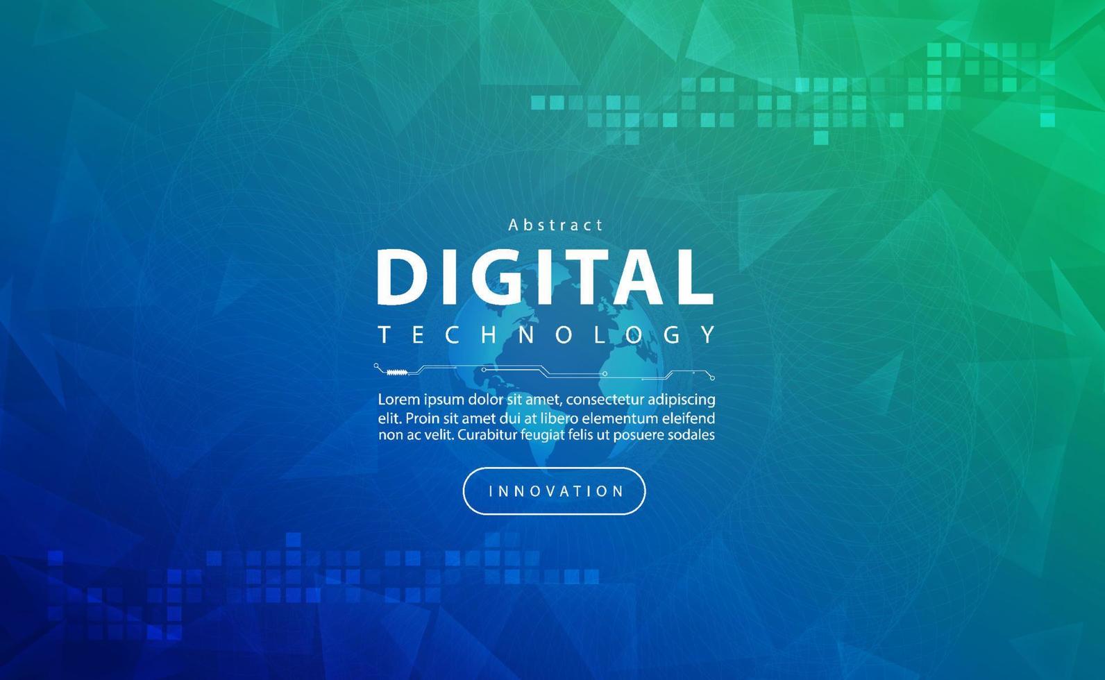 Digital technology banner blue green background concept, cyber ...