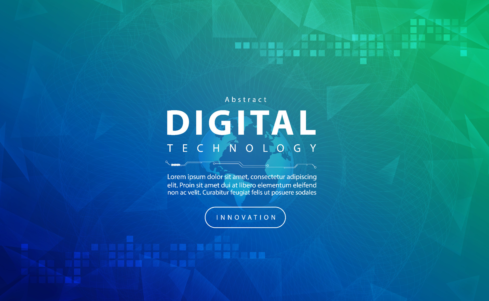 Digital Technology Banner Blue Green Background Concept Cyber
