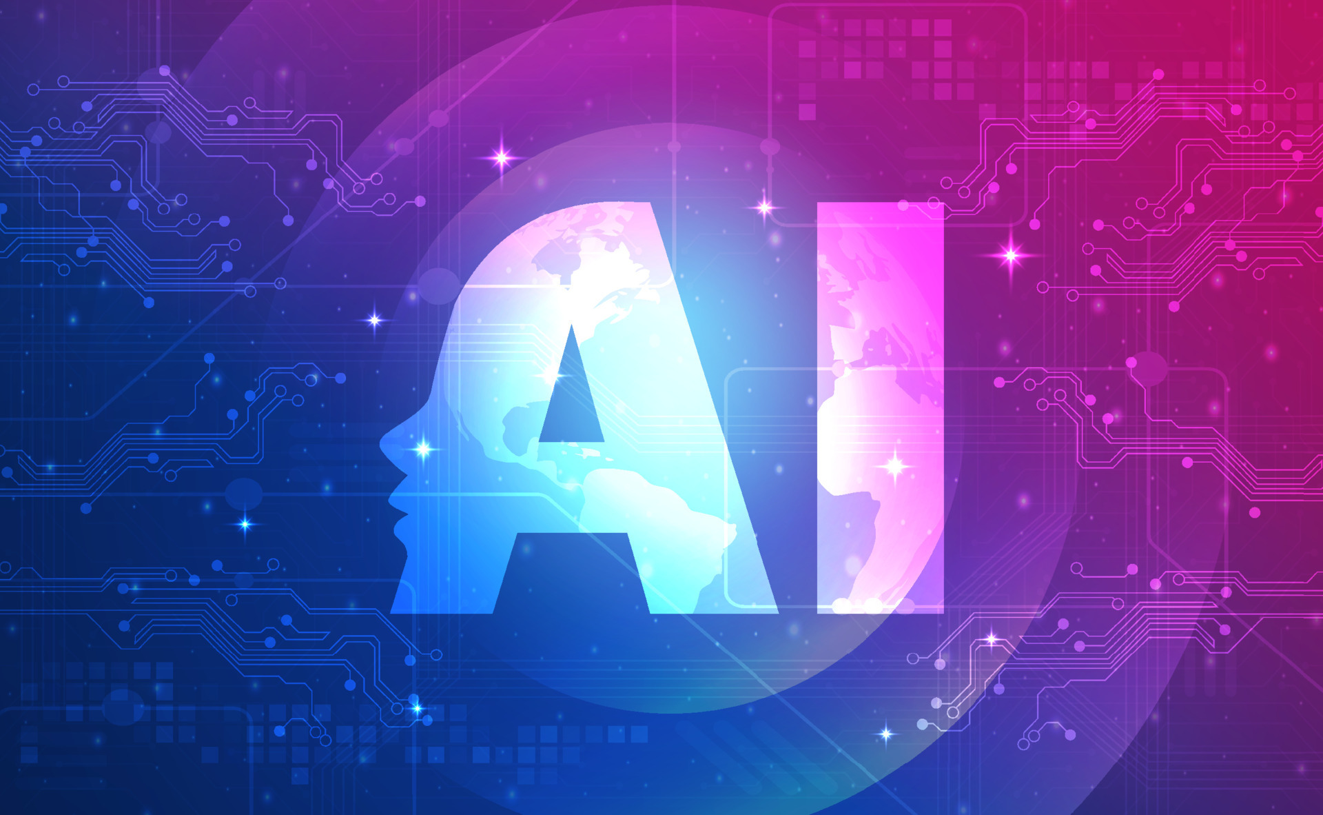 AI Artificial intelligence abstract, Digital technology pink blue ...