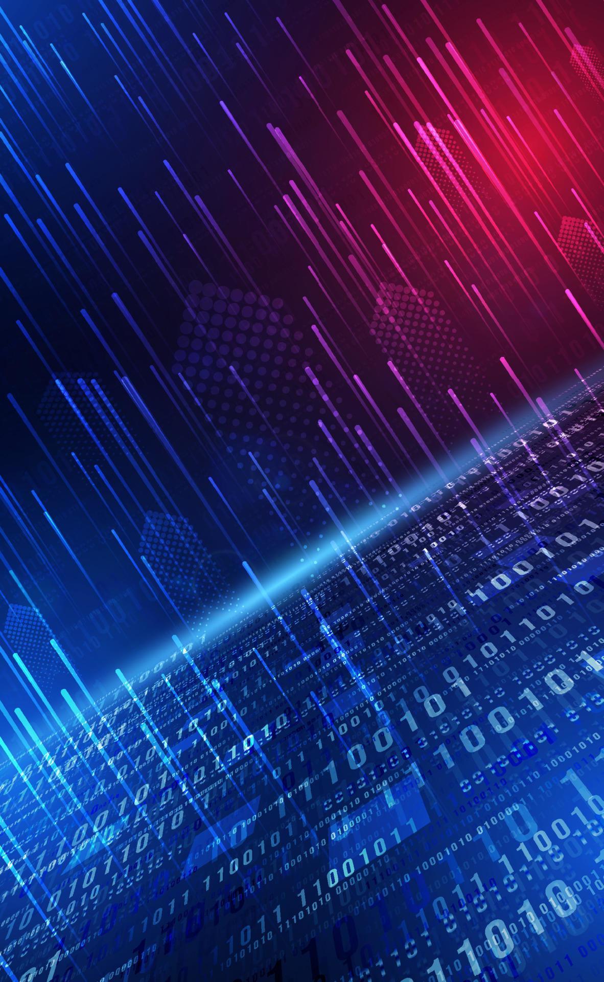 Digital Technology Binary Code Blue Background Matrix Cyber Technology