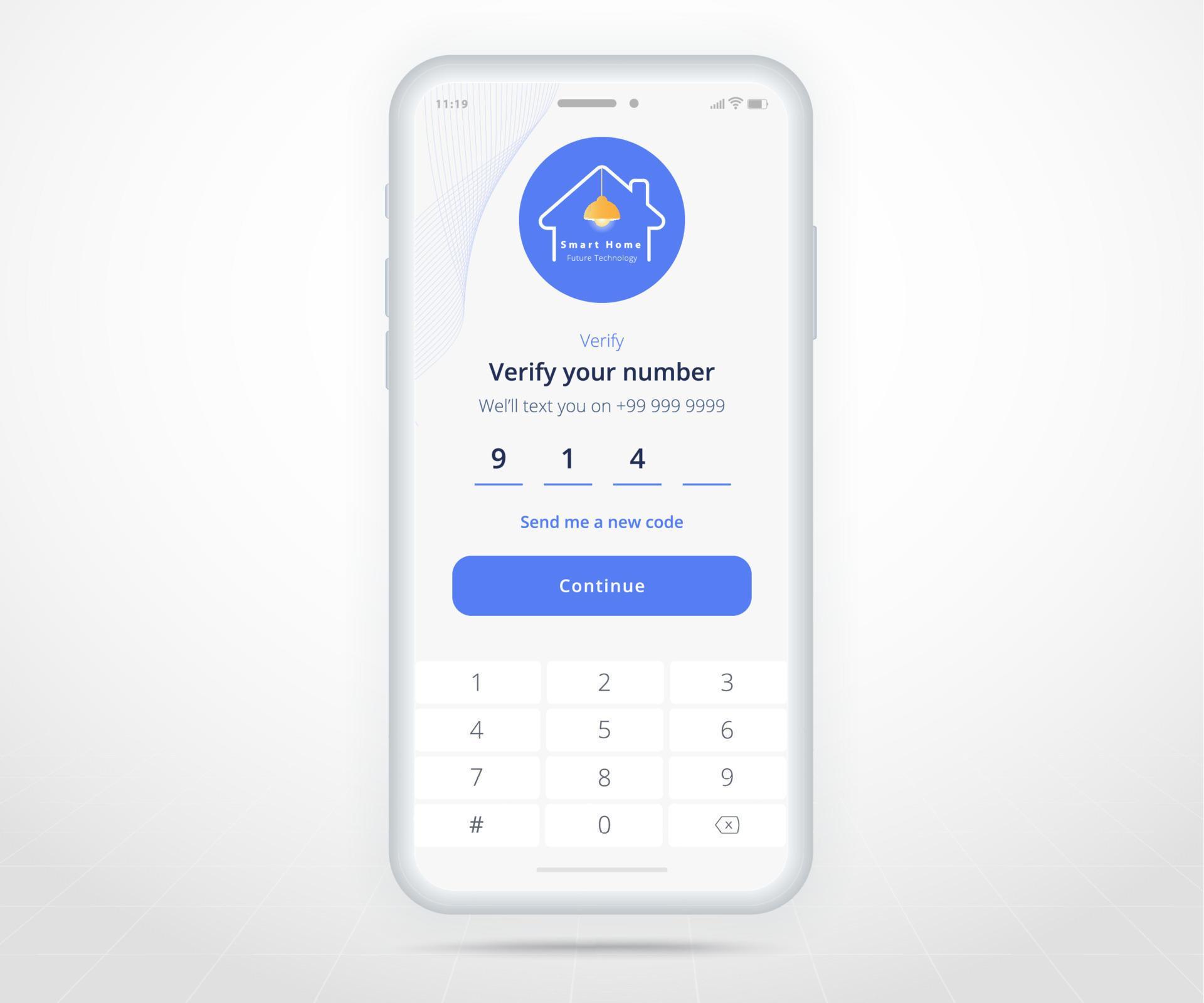 Smartphone smart home verify password controlled app UX UI, IOT ...