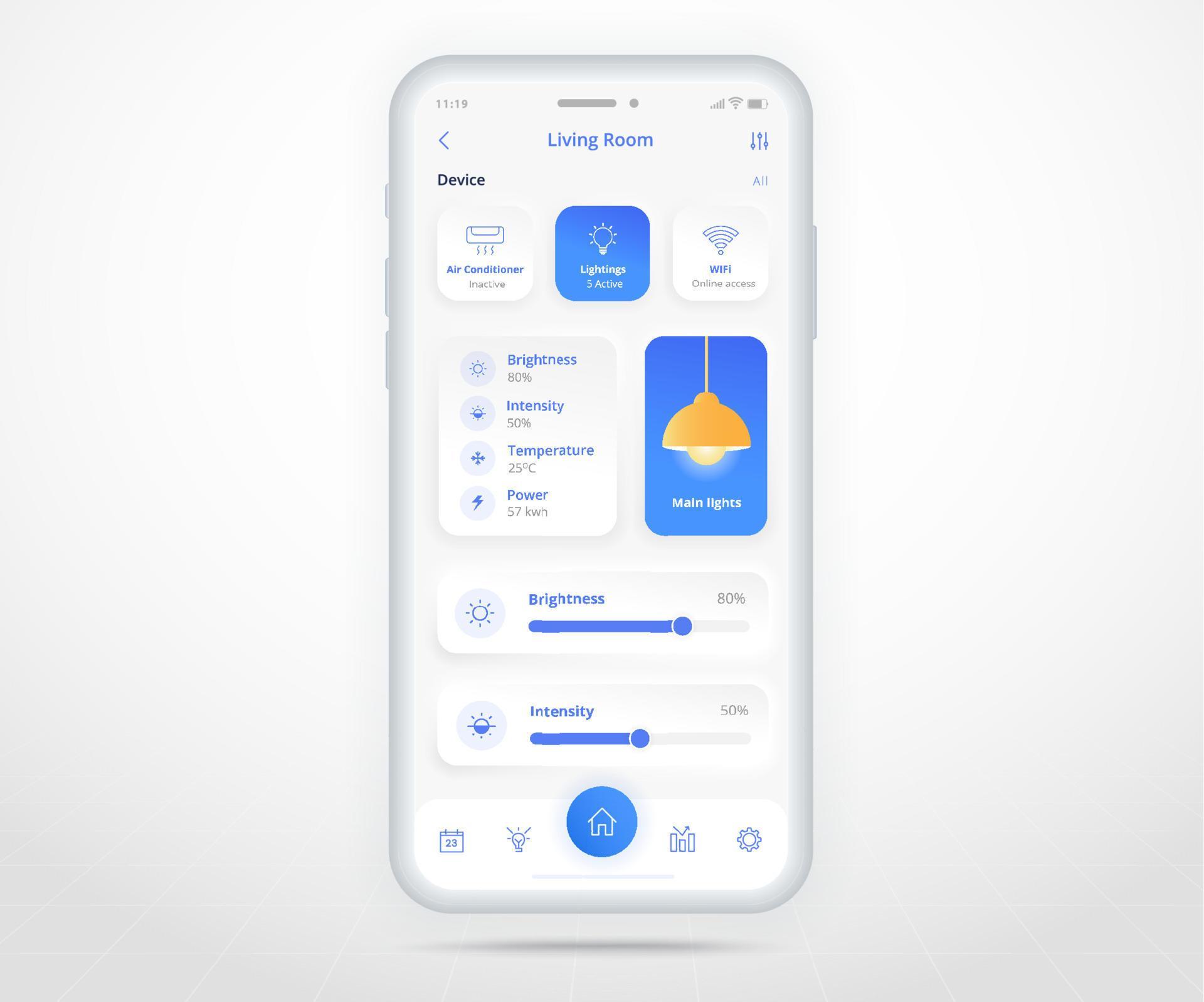 Smartphone Smart Home Lighting Controlled App Ux Ui Iot Internet Of