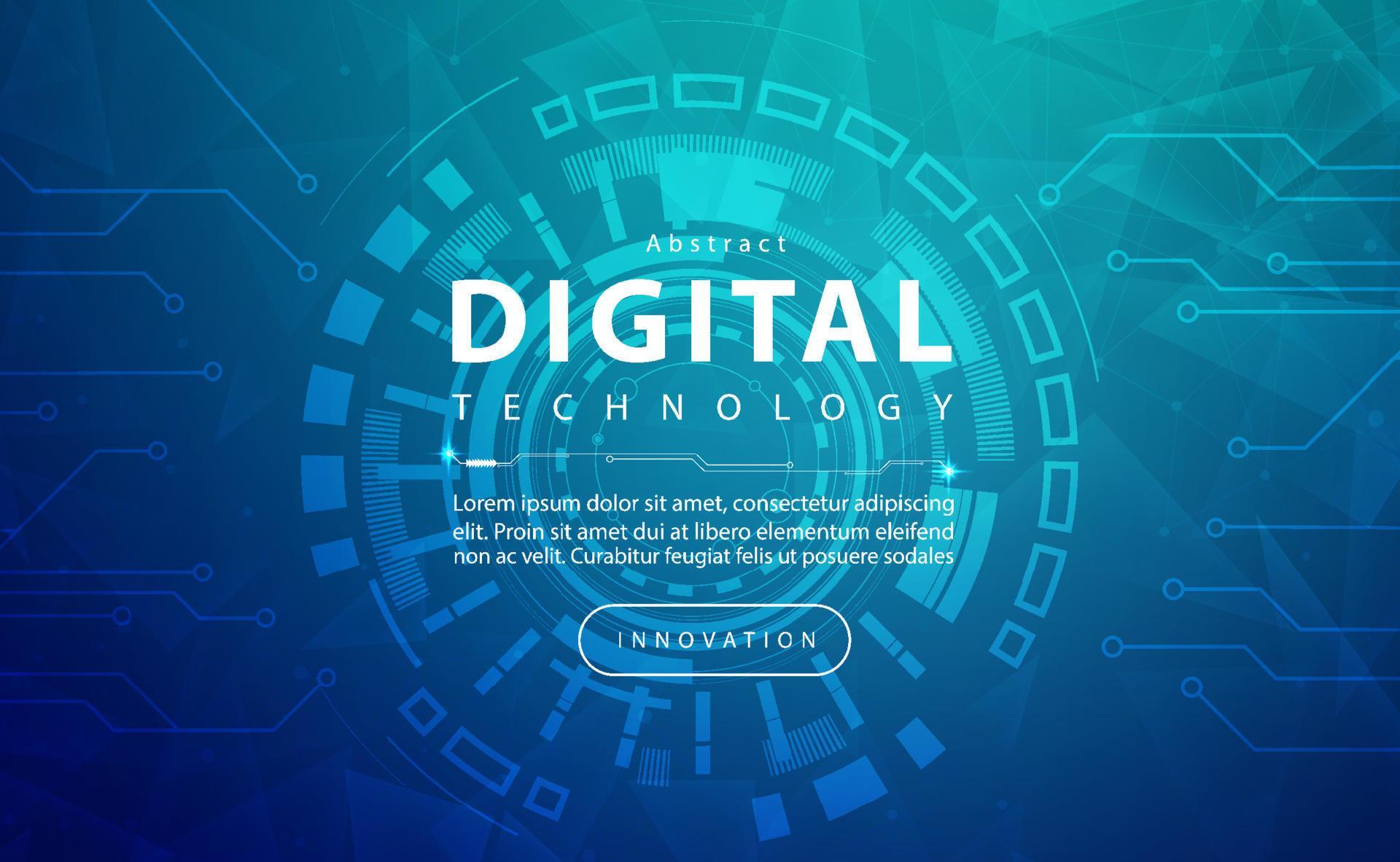 Digital technology banner green blue background concept with technology ...