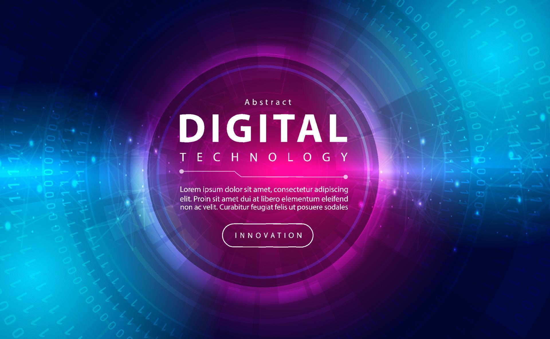 Digital technology security banner pink blue background concept, binary ...