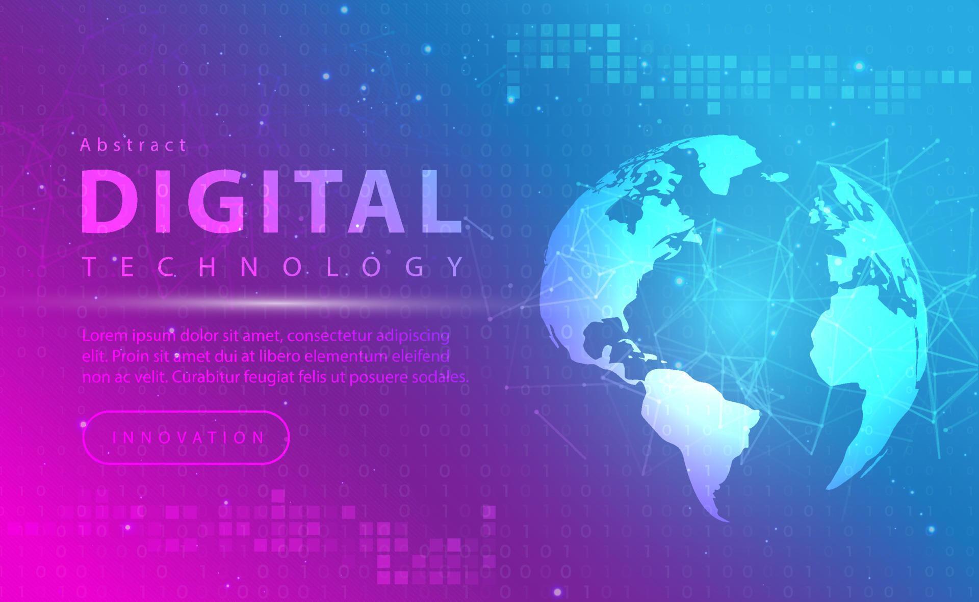 Digital technology banner pink blue background concept with technology ...