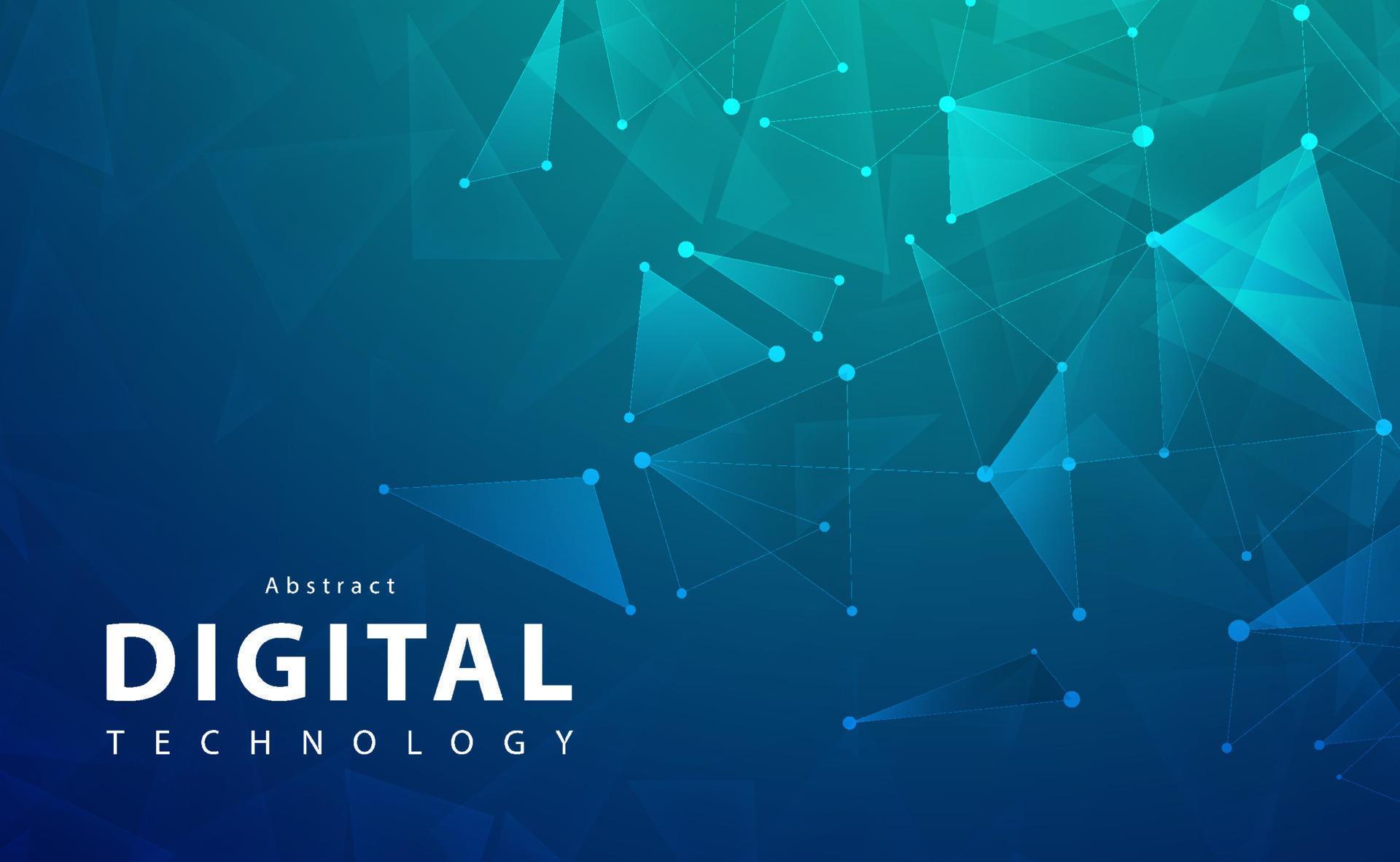 Digital Technology Banner Blue Green Background Concept Cyber