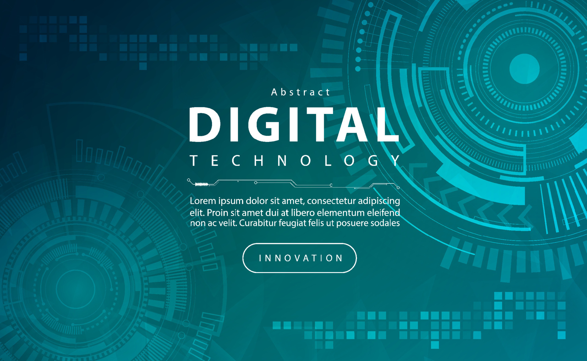 Digital Technology Banner Blue Green Background Concept Cyber