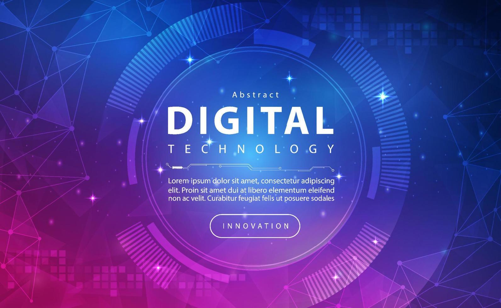 Digital Technology Banner Blue Pink Background Concept Cyber Security Technology Abstract