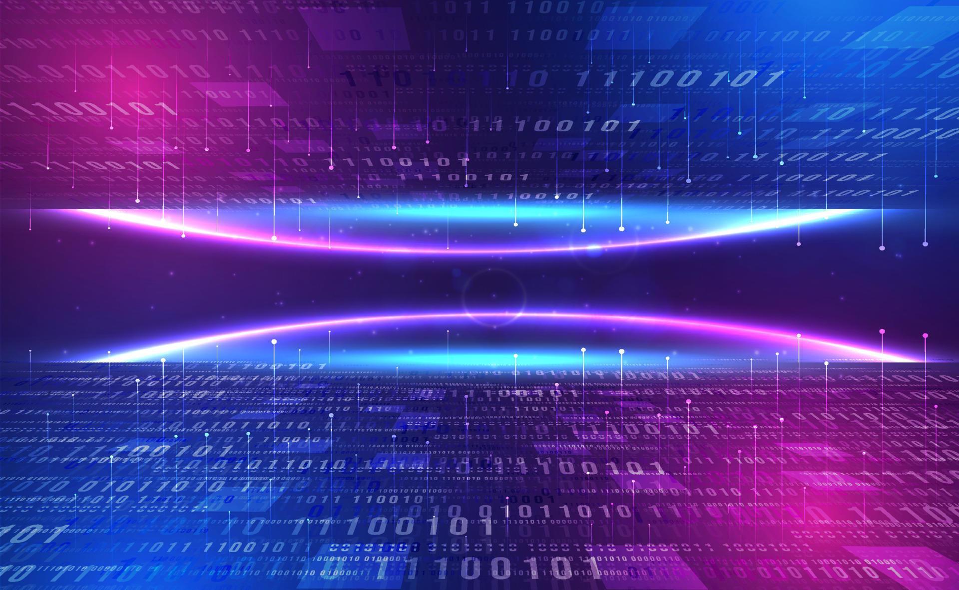 Digital Ai big data technology futuristic blue background, cyber cloud security, abstract iot ...