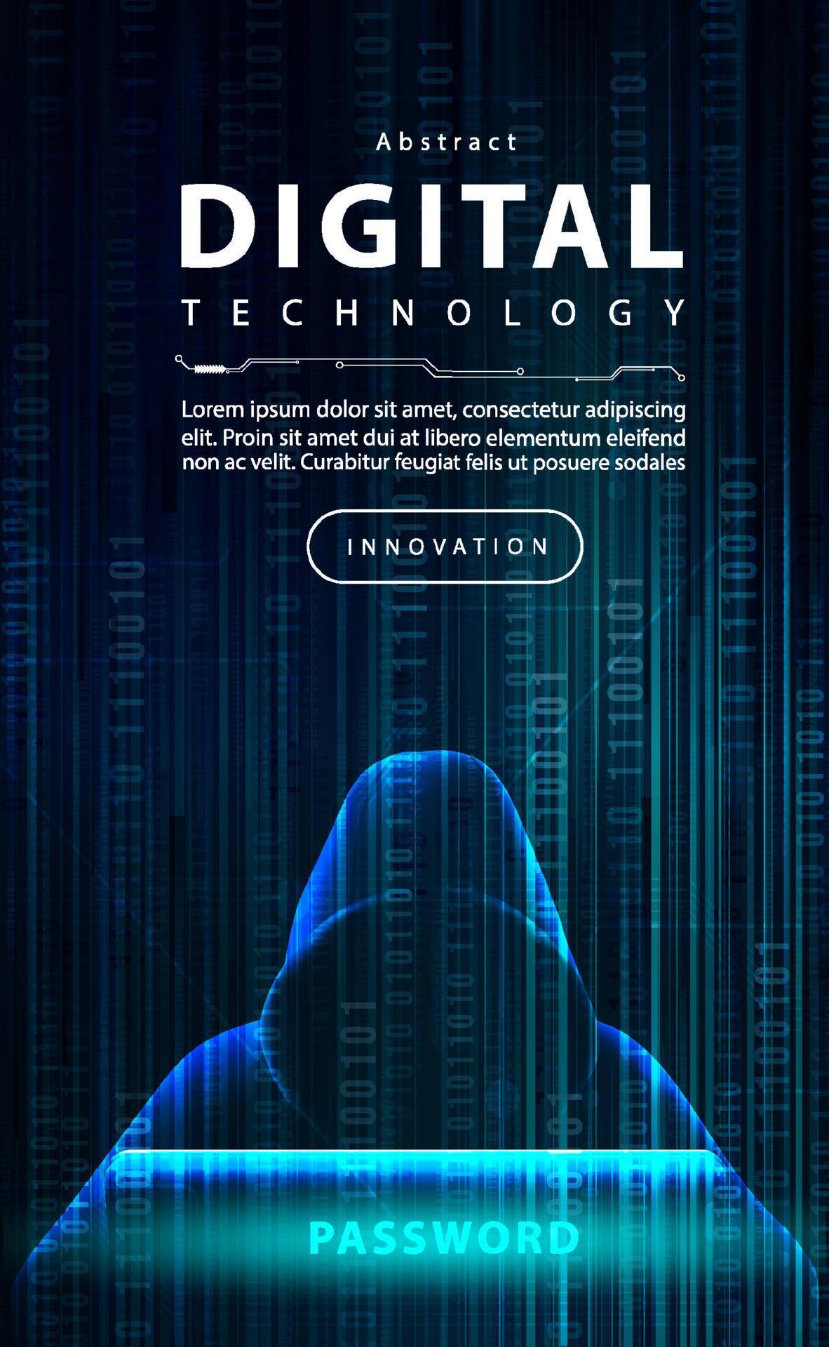 Hacker data security technology blue background, data secure theft, crime hack digital tech ...