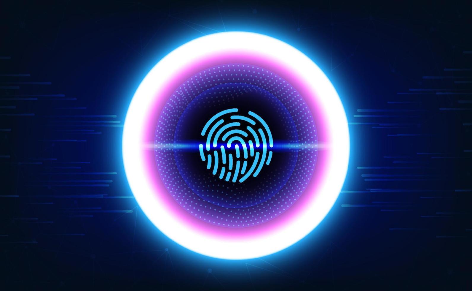 Digital Technology Fingerprint Scanner Blue Background Cyber Security