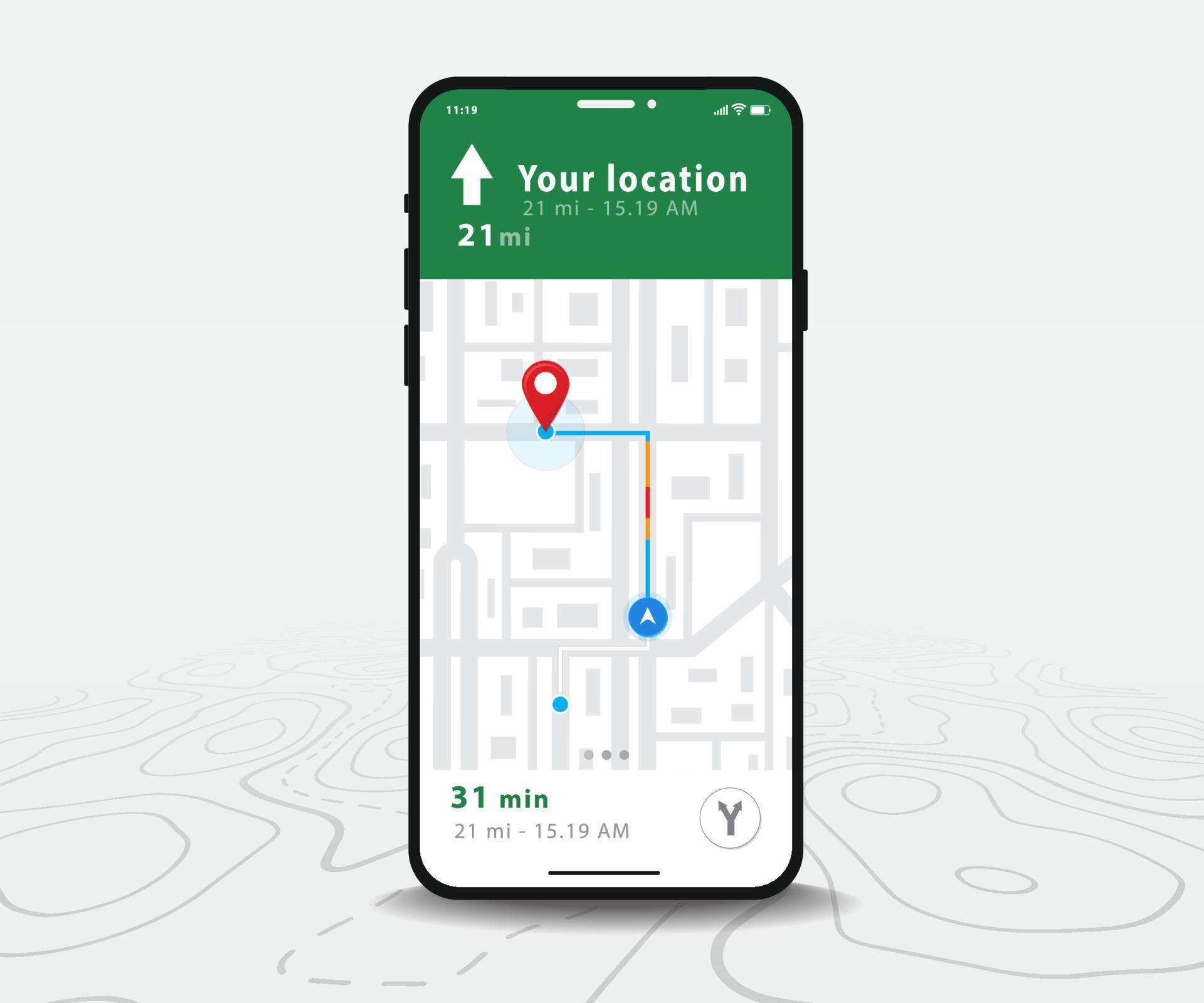 Map Gps Navigation App Ux Ui Concept Mobile Map Application