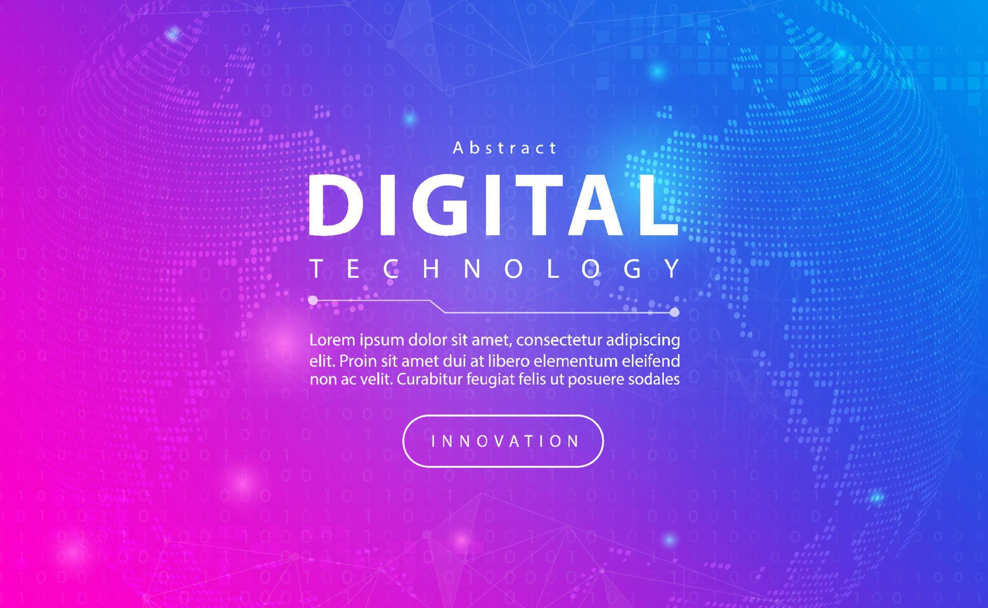 Digital technology banner pink blue background concept with technology ...