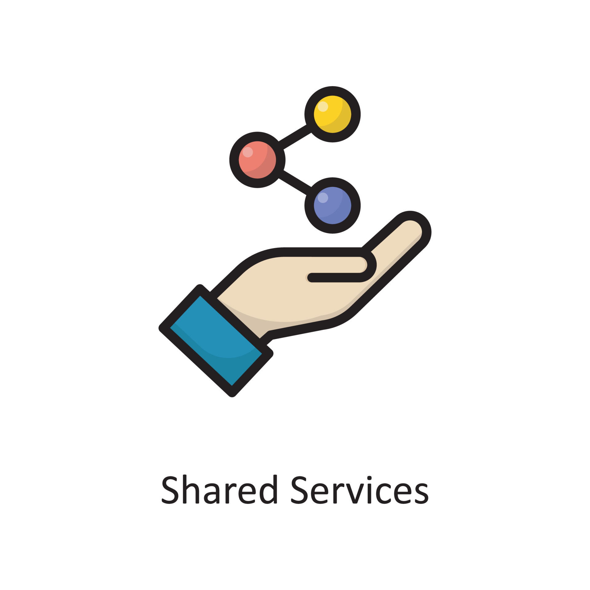 Shared Services Vector Filled Outline Icon Design Illustration Cloud Computing Symbol On White