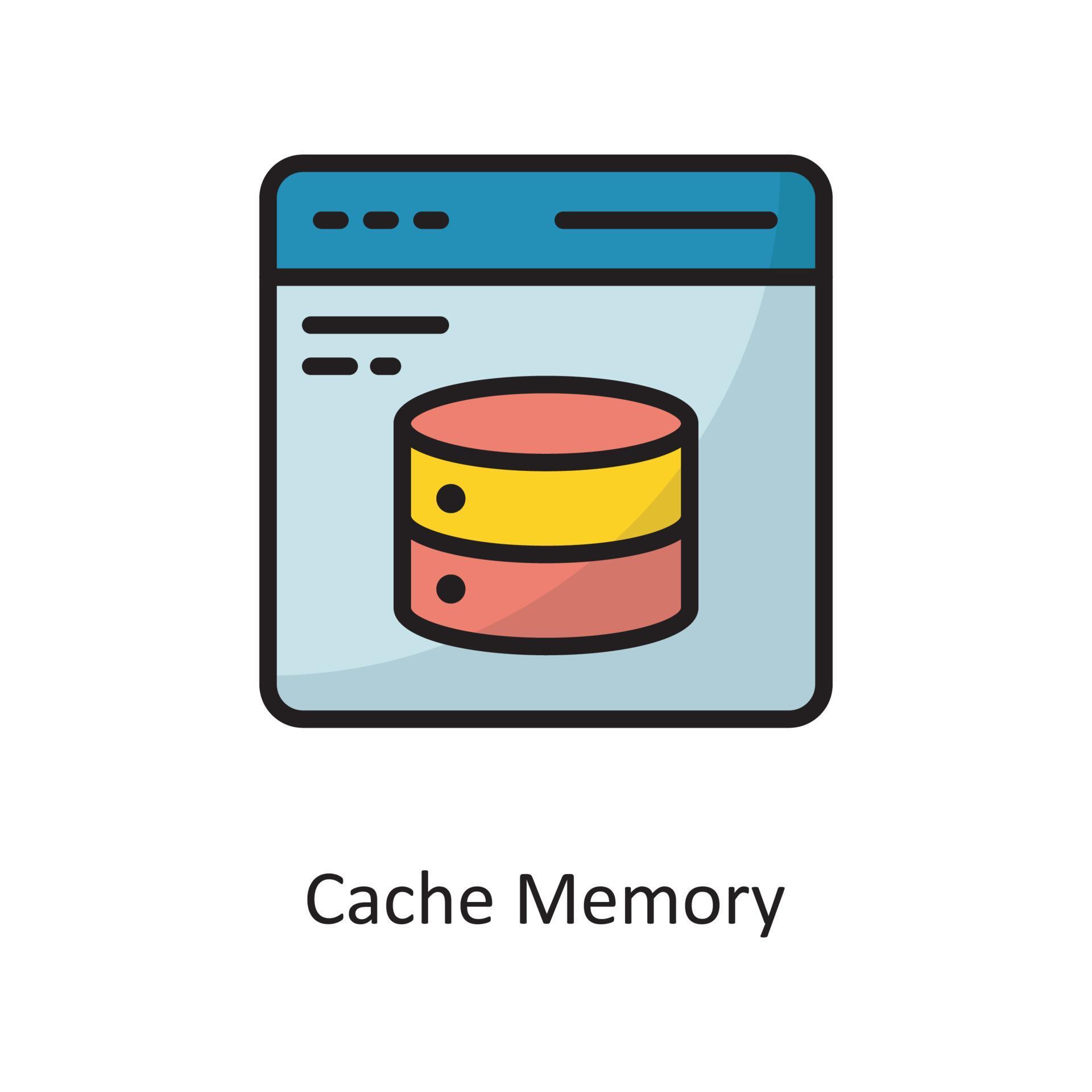 Cache Memory Vector Filled Outline Icon Design illustration. Cloud Computing Symbol on White ...