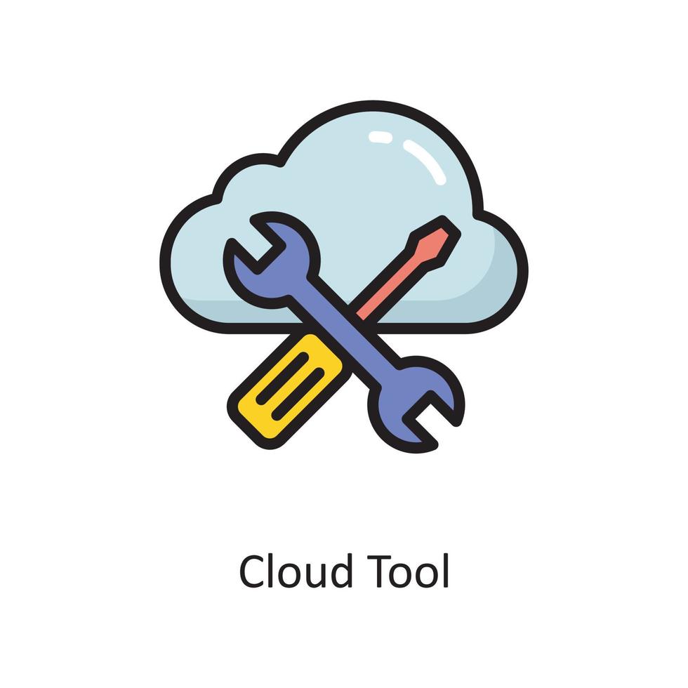 Cloud Tool Vector Filled Outline Icon Design Illustration Cloud Computing Symbol On White