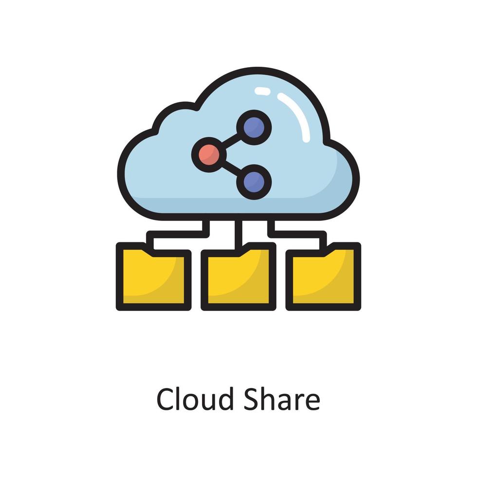Cloud Share Vector Filled Outline Icon Design Illustration Cloud Computing Symbol On White