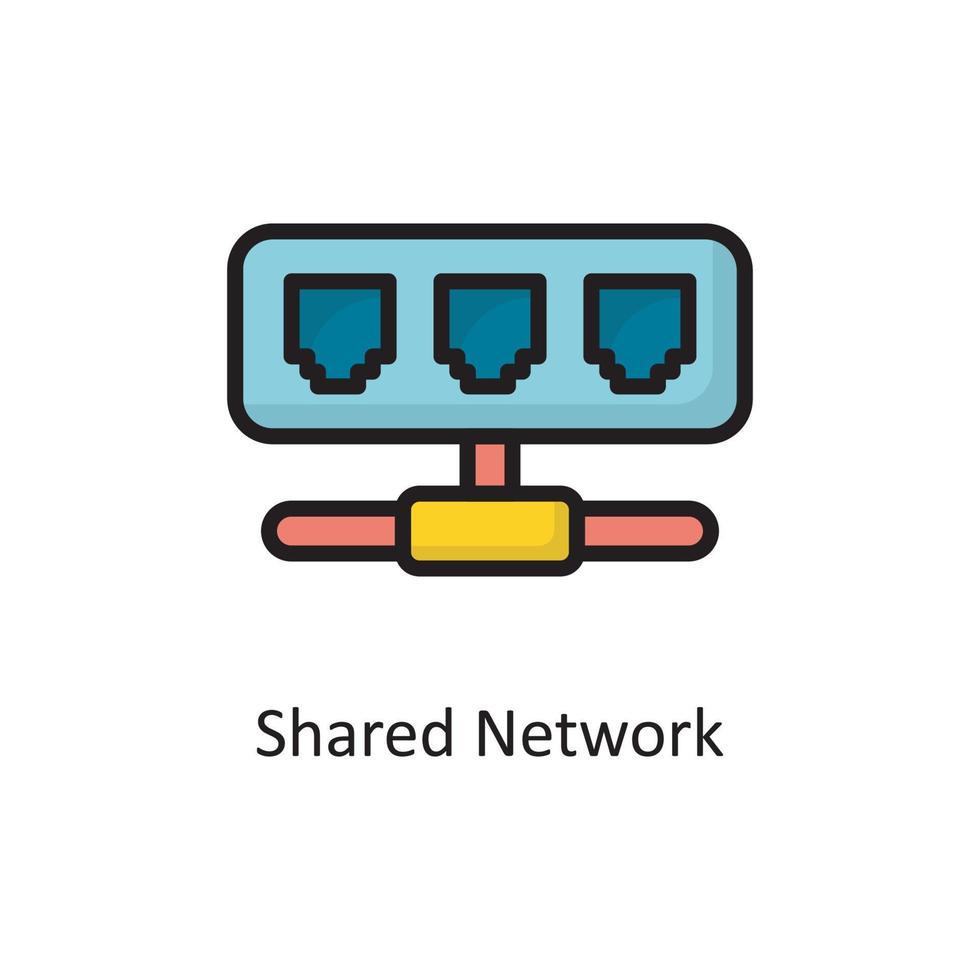 Shared Network Vector Filled Outline Icon Design Illustration Cloud