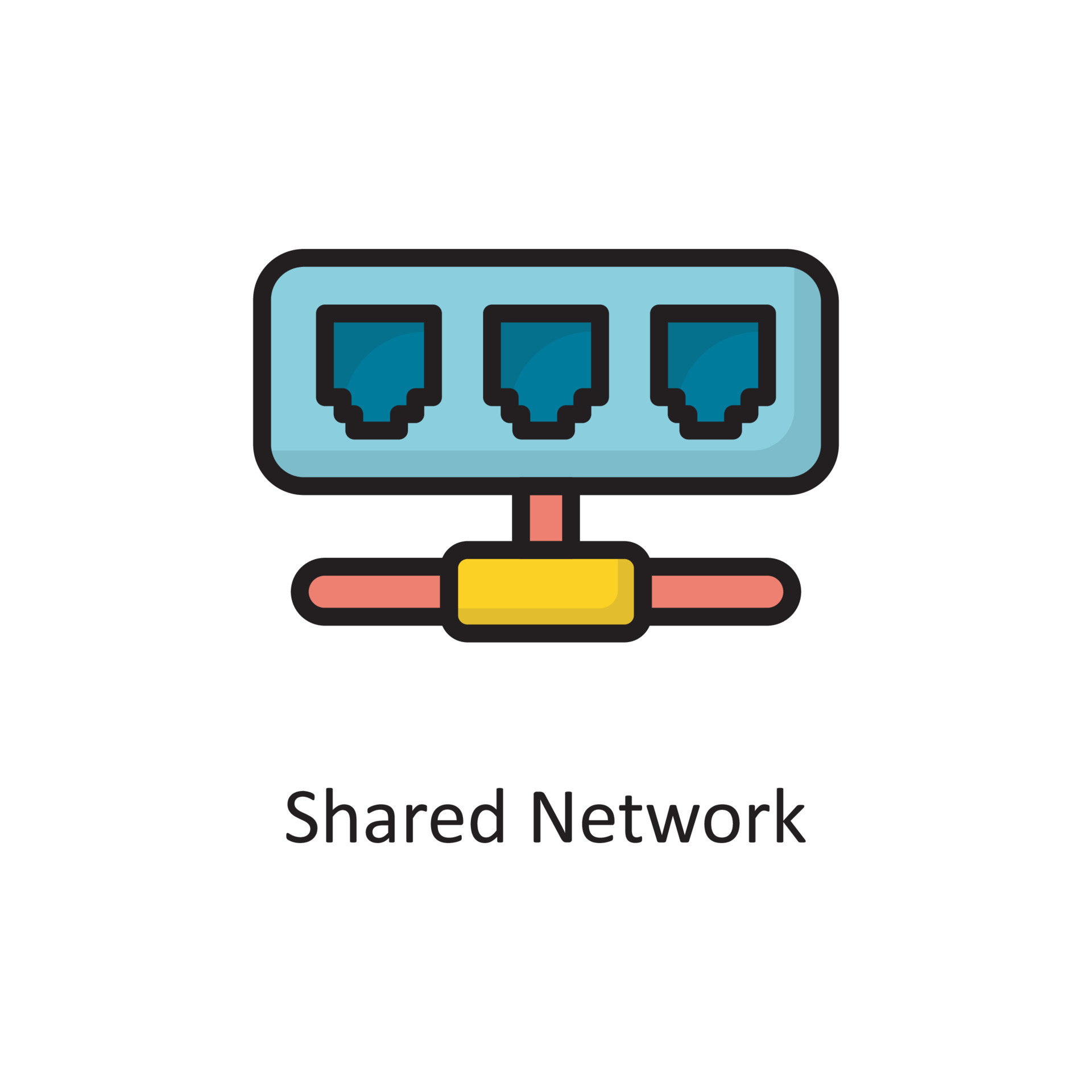 Shared Network Vector Filled Outline Icon Design Illustration Cloud