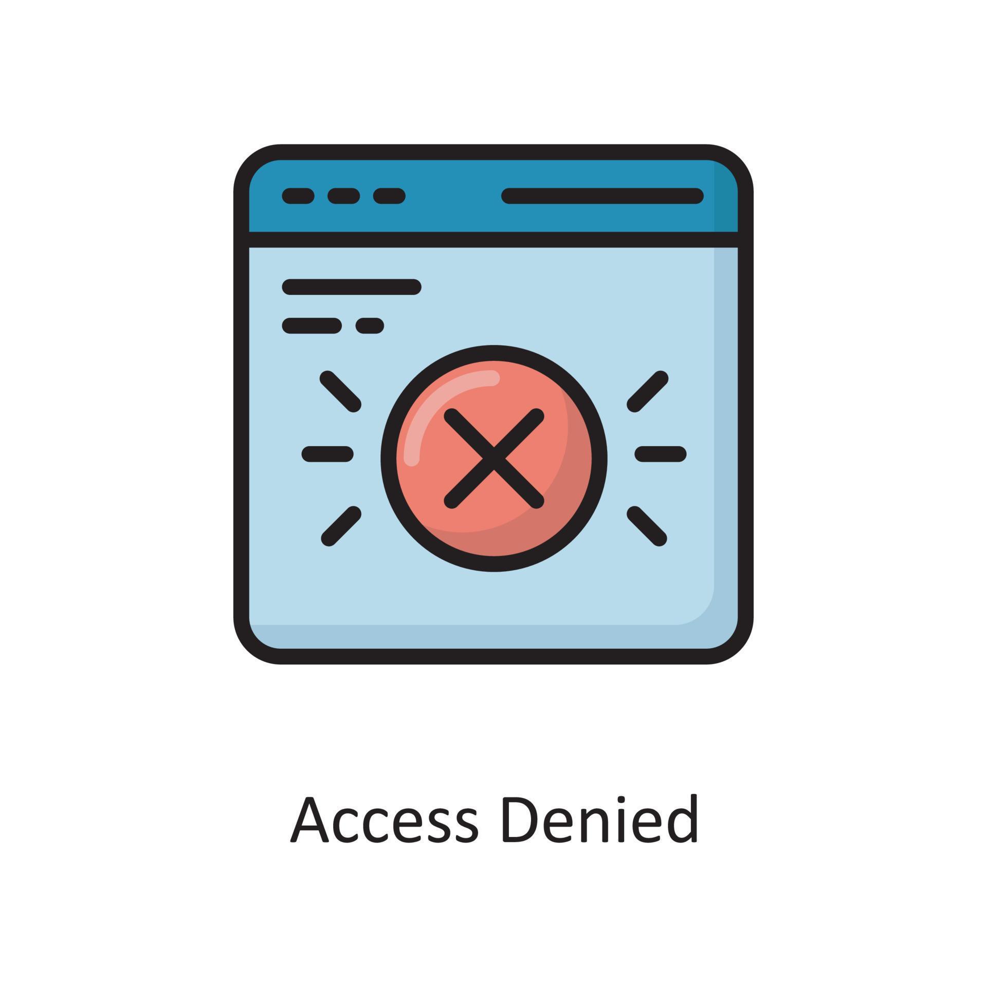 Access Denied Vector Filled Outline Icon Design illustration. Cloud Computing Symbol on White ...