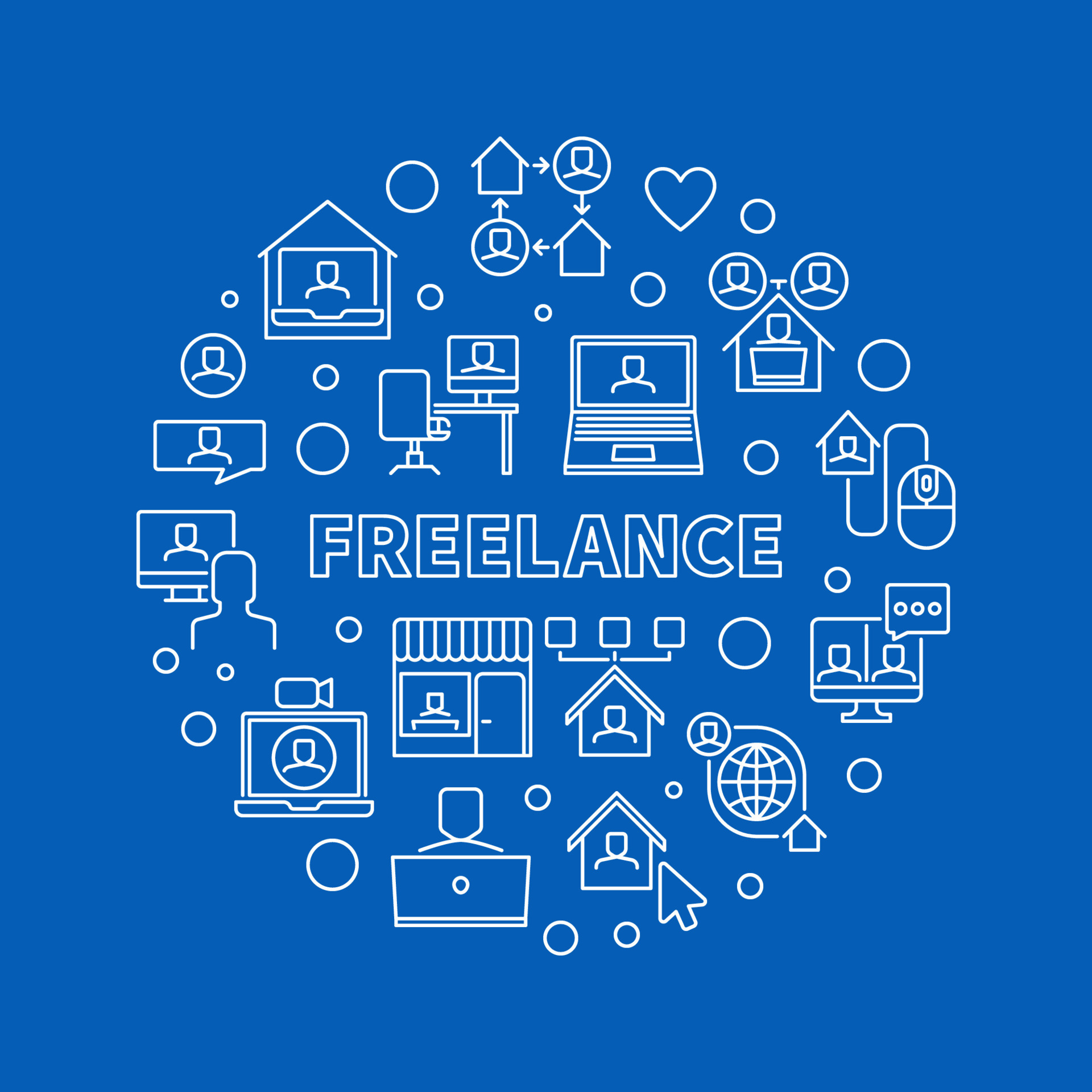 Freelance Vector Thin Line Concept Round Illustration 13448333 Vector