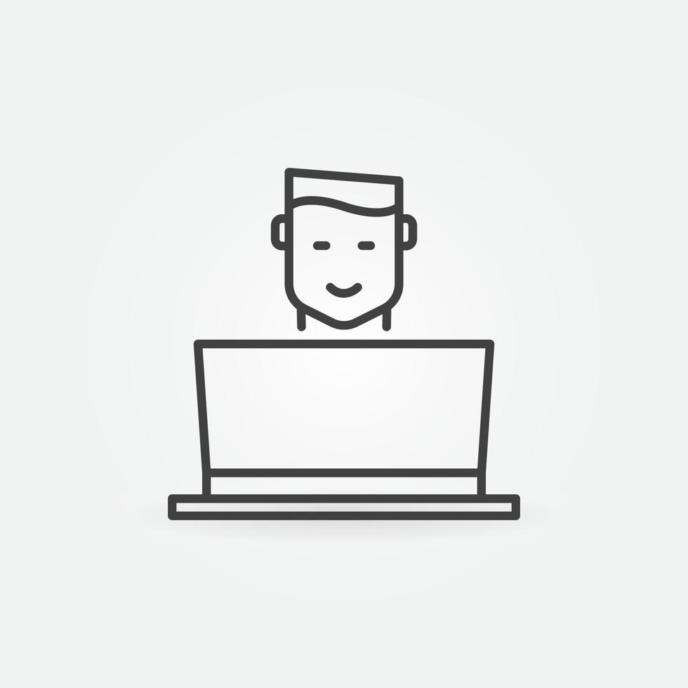 Man working on Laptop vector concept icon in thin line style 13448472 ...