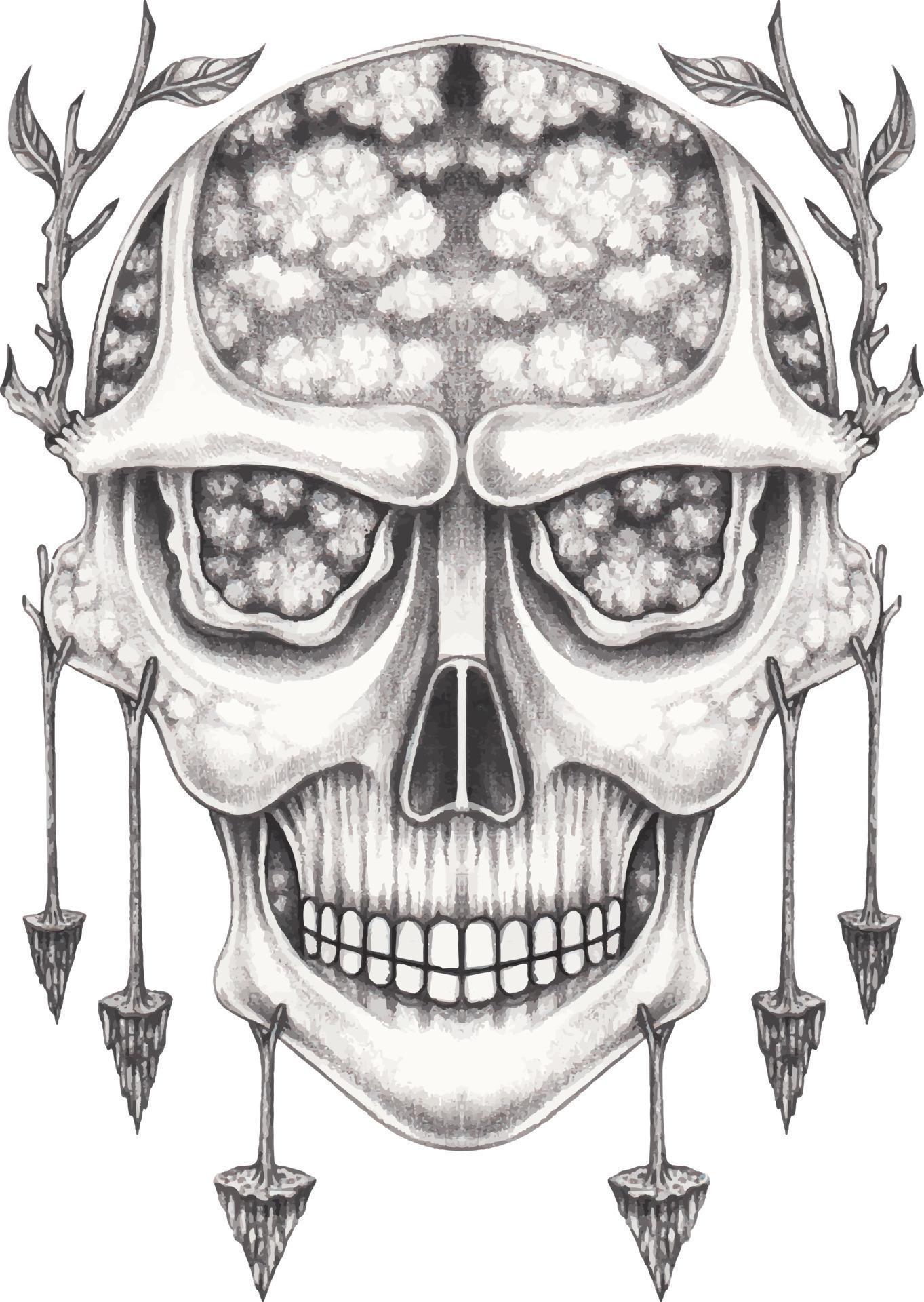 Art surreal skull. Hand drawing and make graphic vector. 13451034 ... Art surreal skull. Hand drawing and make graphic vector. 13451034 ...