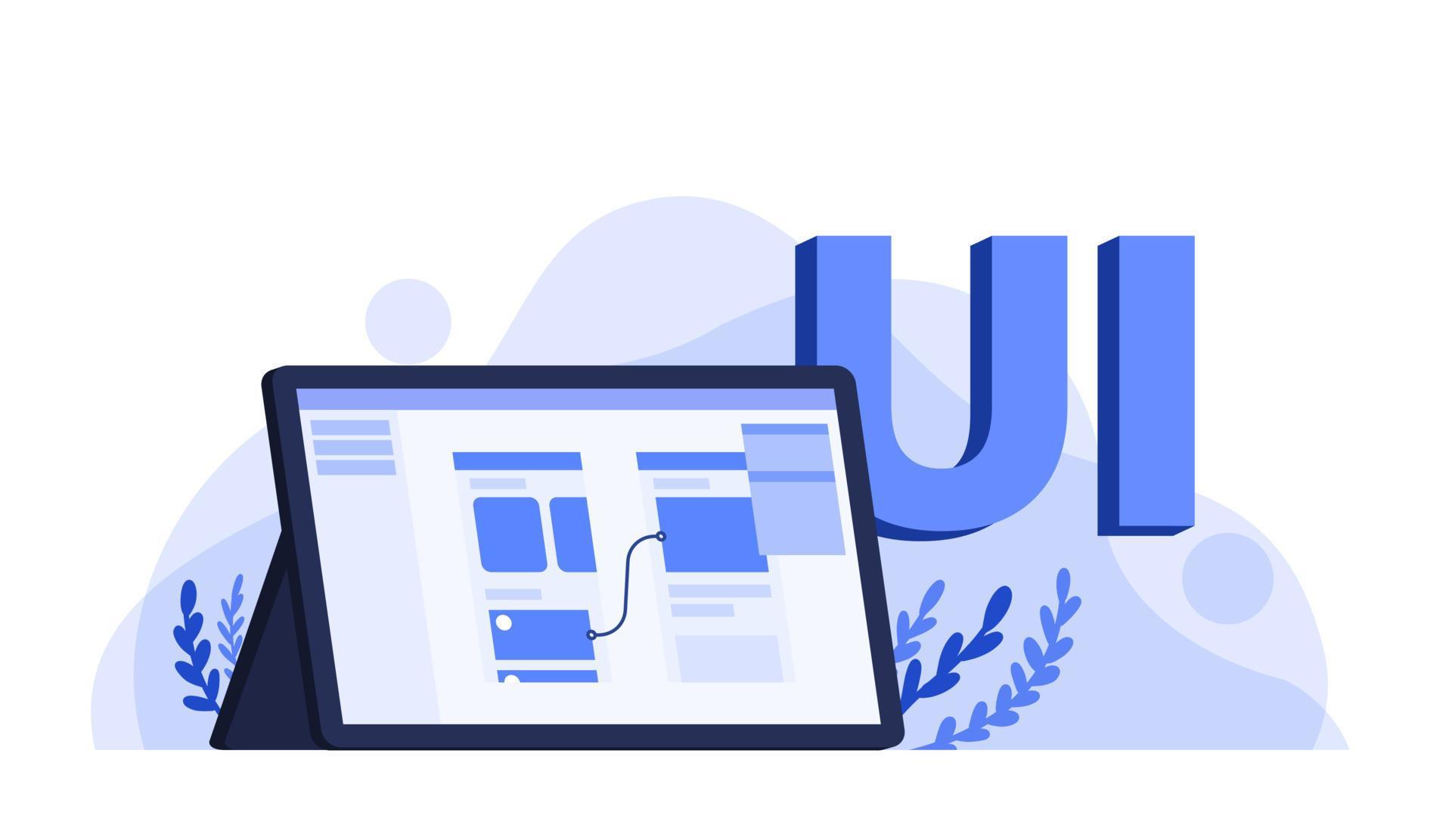 User Interface Design Creative Project Work with Monitor Flat Vector ...