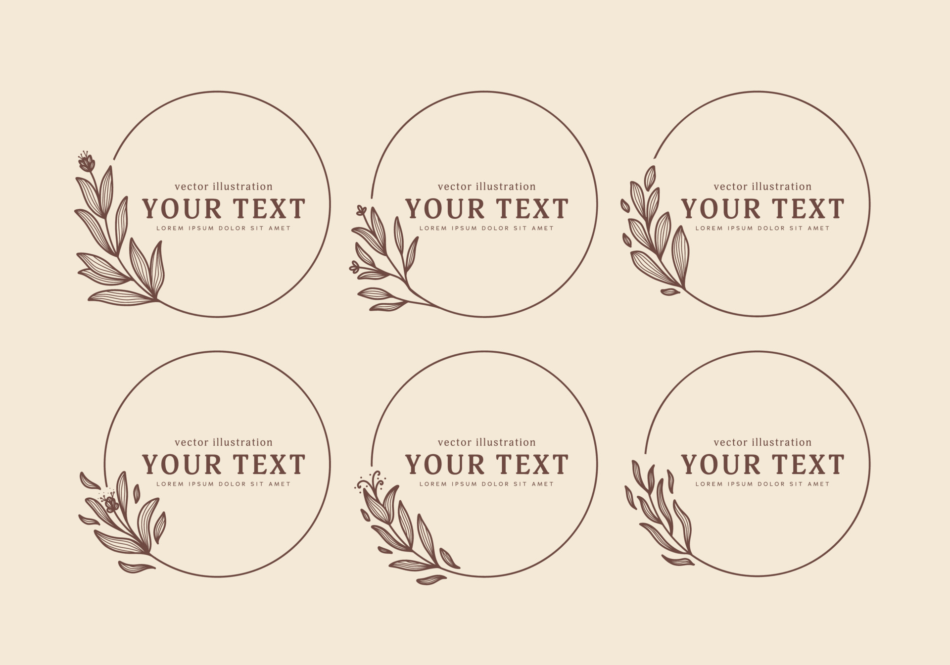 set of flower leaf wreath vector decoration element for text frame ...