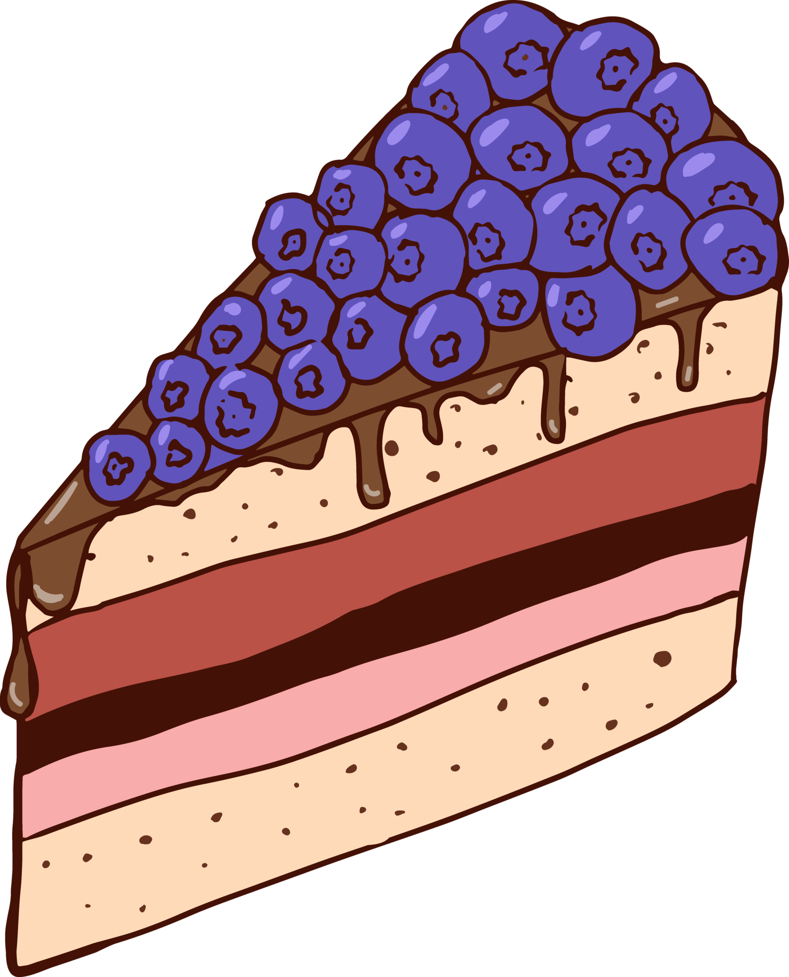 A piece of blueberry pie.Drawing a contour manually using a line.Color ... A piece of blueberry pie.Drawing a contour manually using a line.Color ...