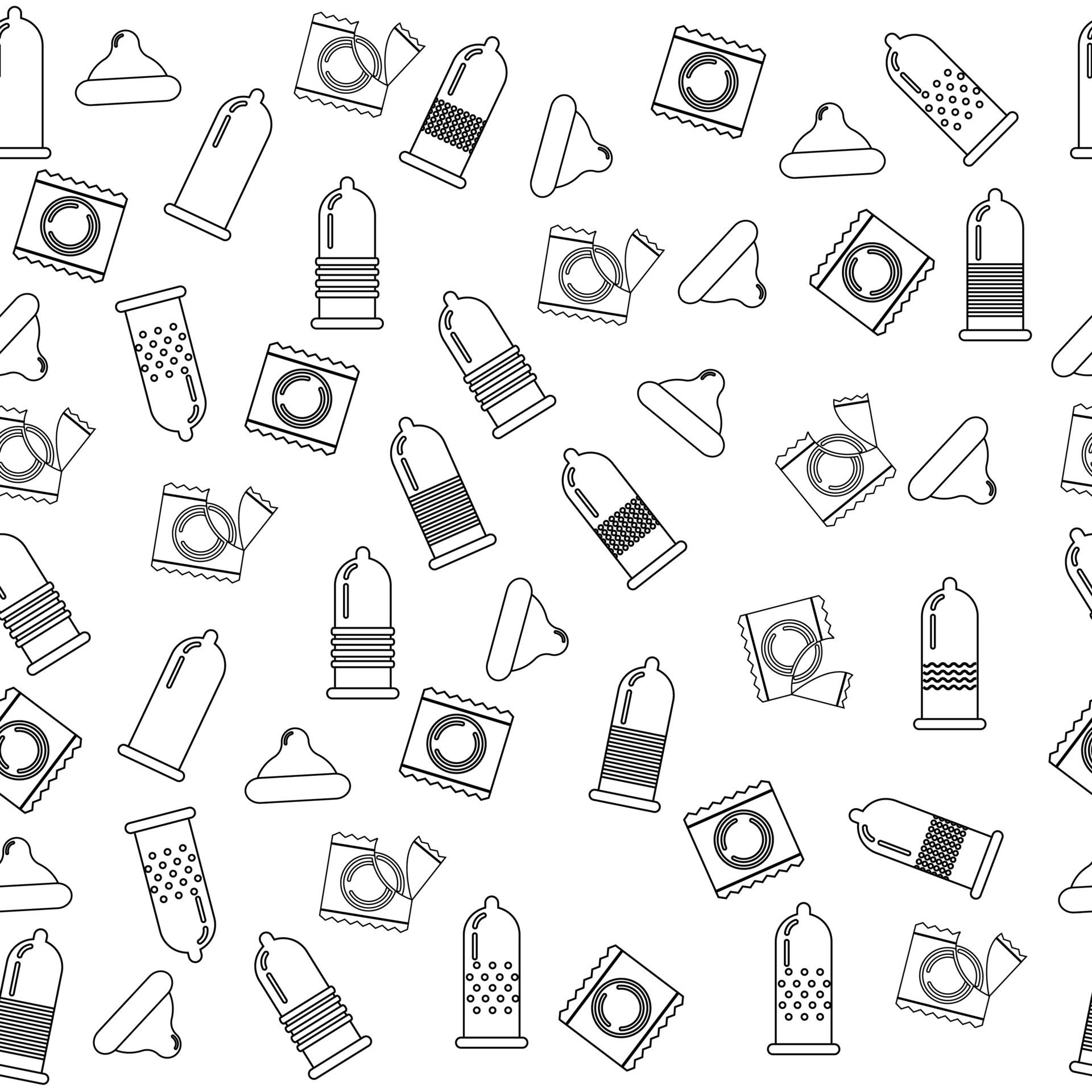 Seamless Condom Pattern Line Style Packaging 13456313 Vector Art At