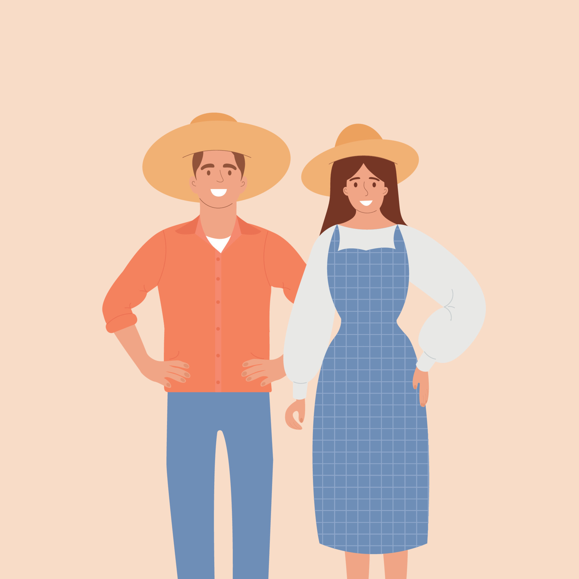 A man and a woman are farmers. Sertanejo music. Vector illustration ... A man and a woman are farmers. Sertanejo music. Vector illustration ...