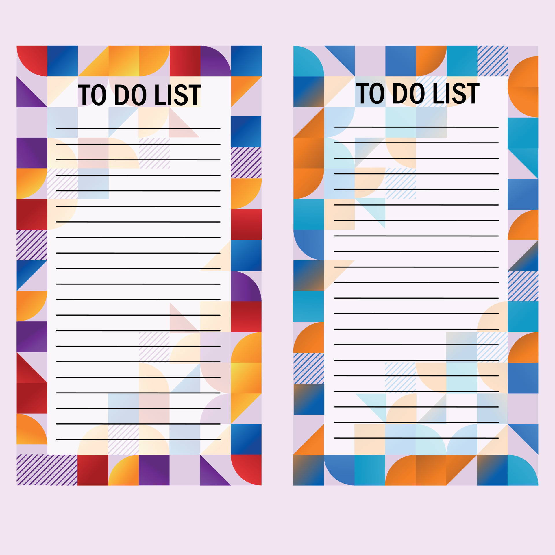 To-do list set on abstract background with square, circle, triangle in ...