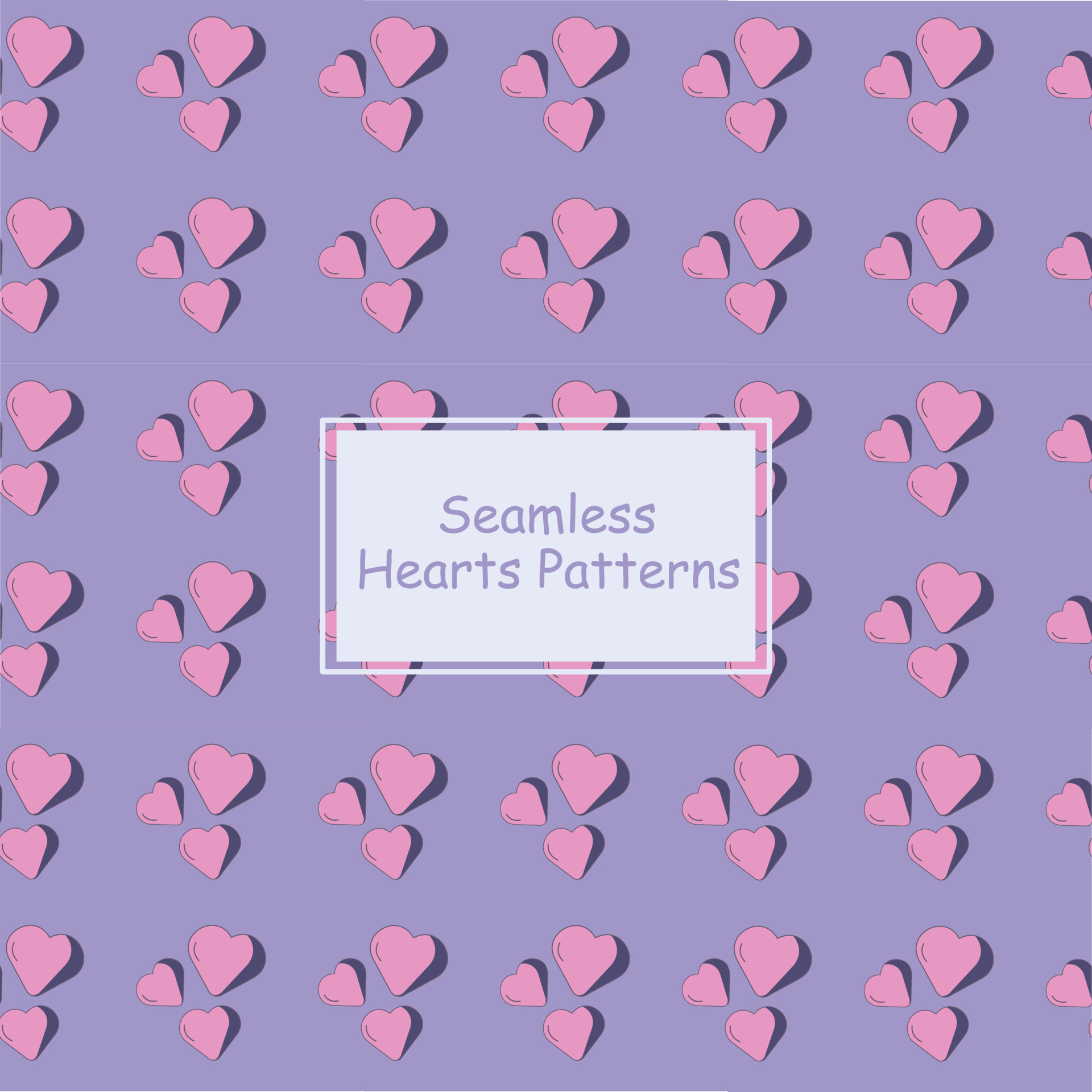 Seamless patterns with hearts on a purple background 13462067 Vector ...