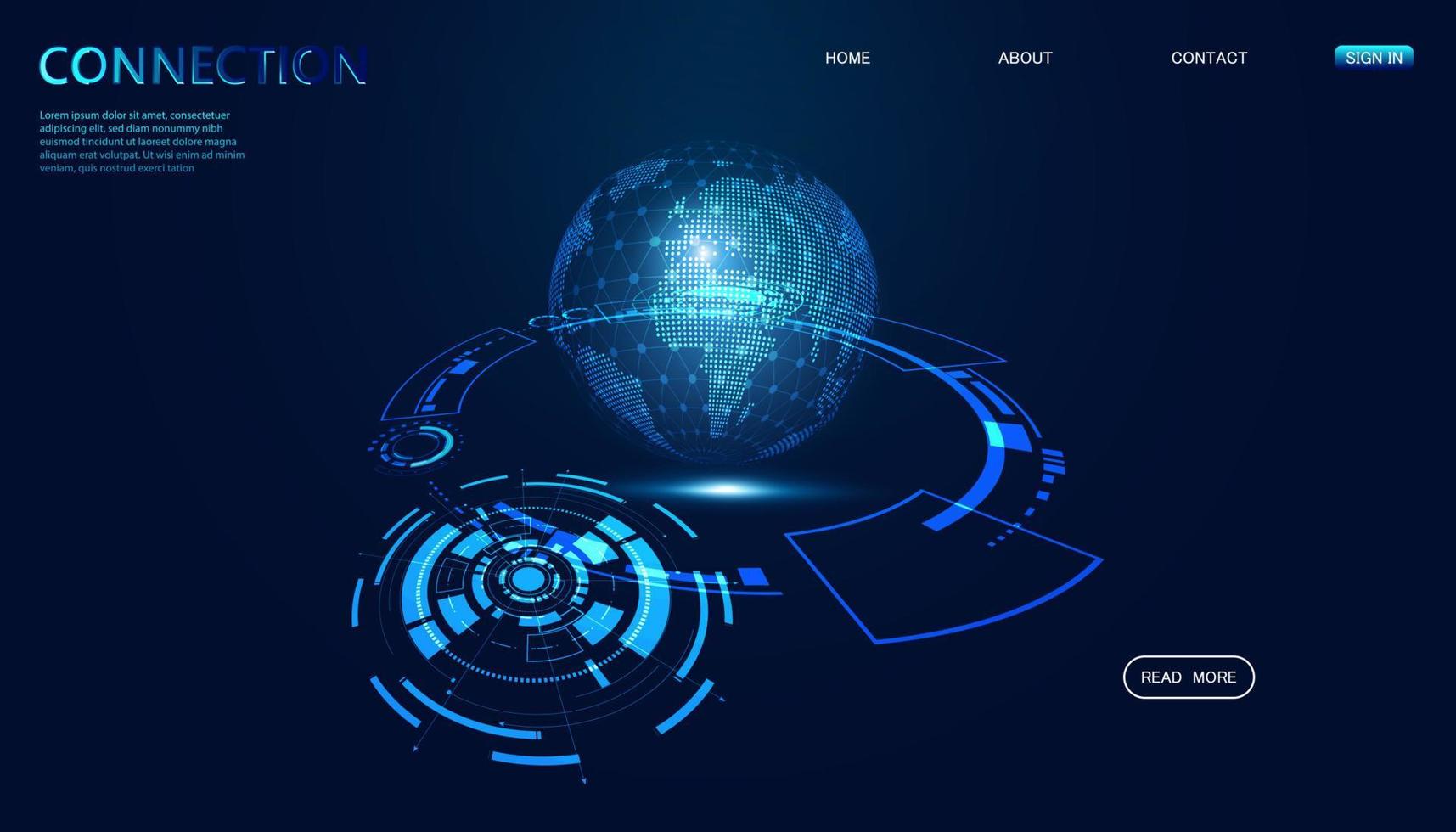 Abstract Template Web Global Dot Network Circle Digital Connection And Communication Futuristic