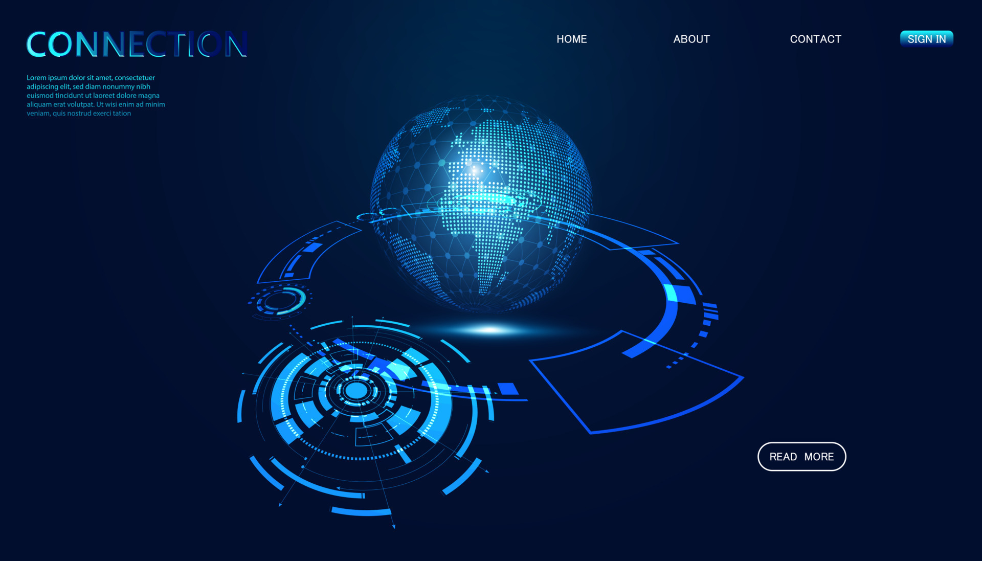 Abstract Template Web Global Dot Network Circle Digital Connection And