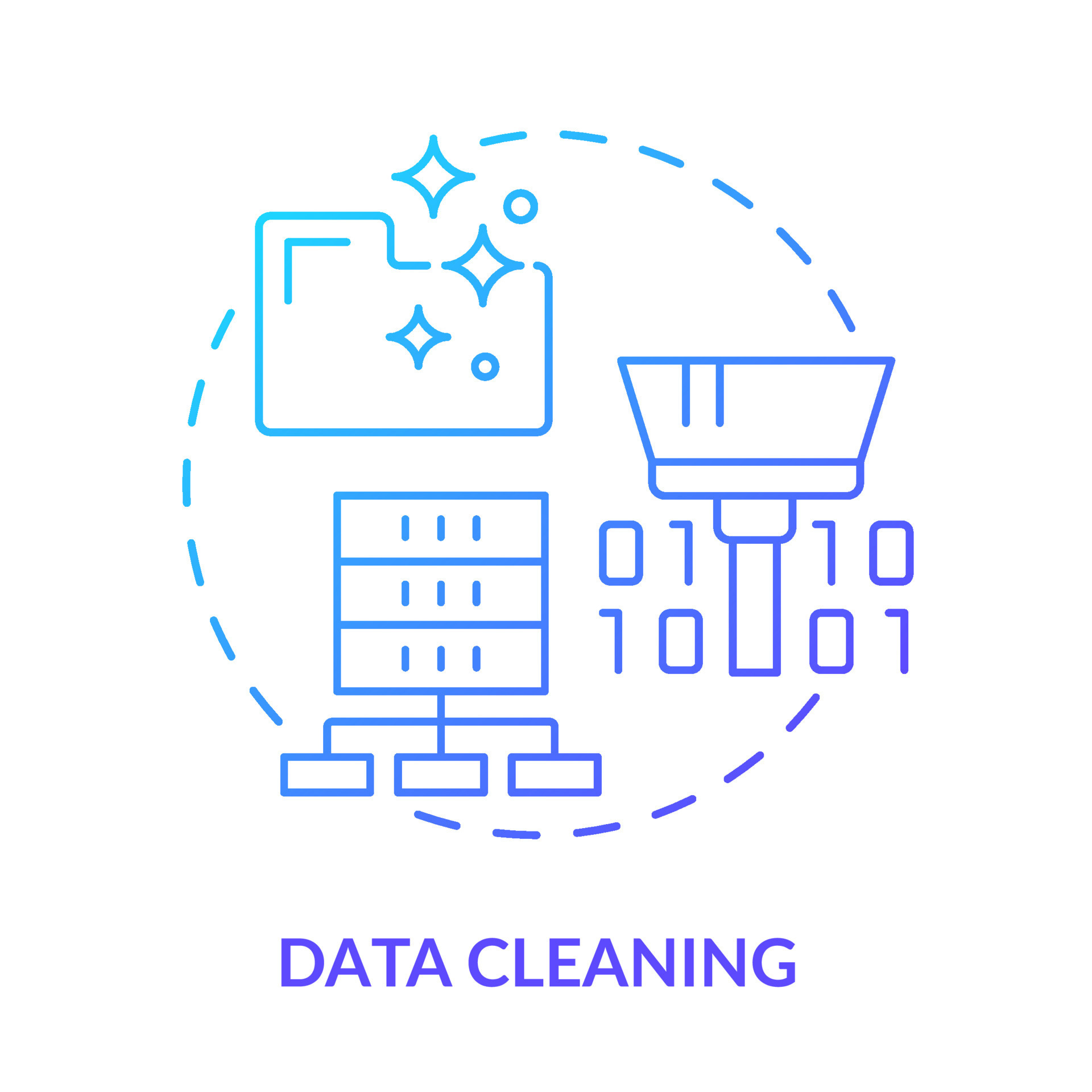 Data Cleaning Blue Gradient Concept Icon Data Mining Process Abstract