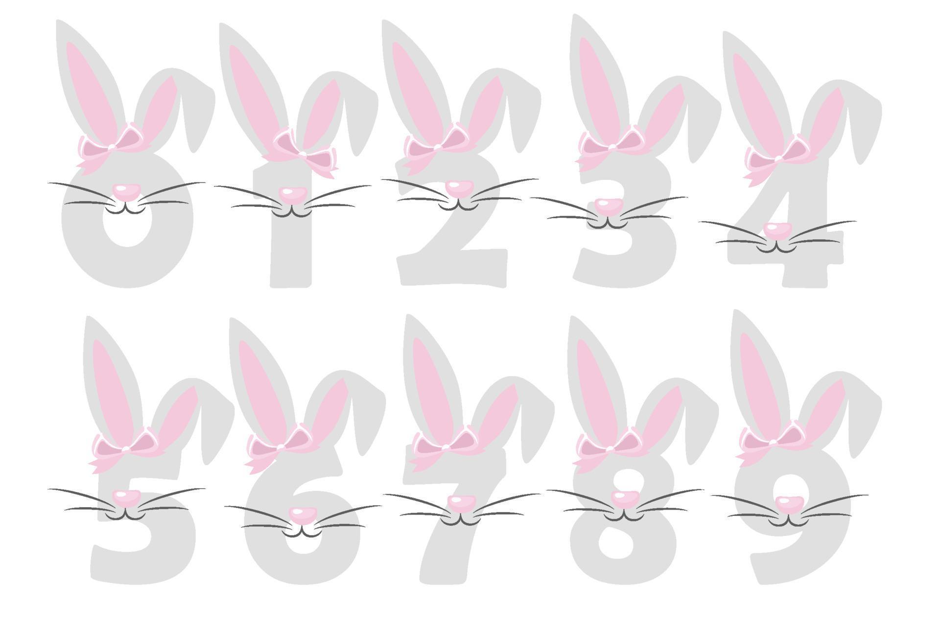Funny bunny numbers for kids.Digits in the form of a rabbit. Learn to ...