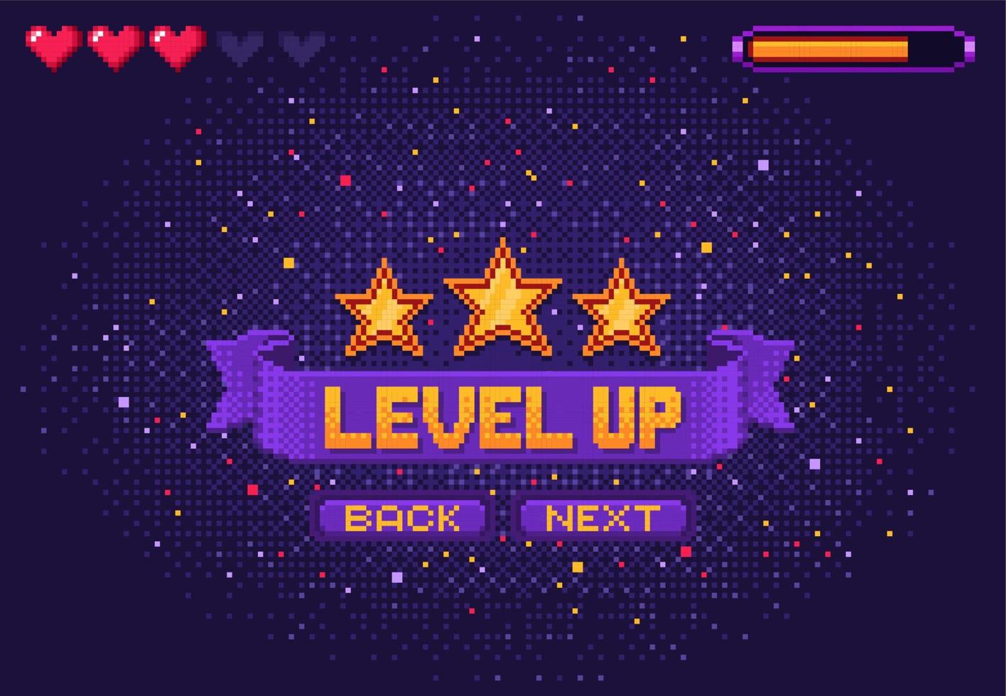 Level up 8bit game, console or arcade pixel screen 13466829 Vector Art at Vecteezy
