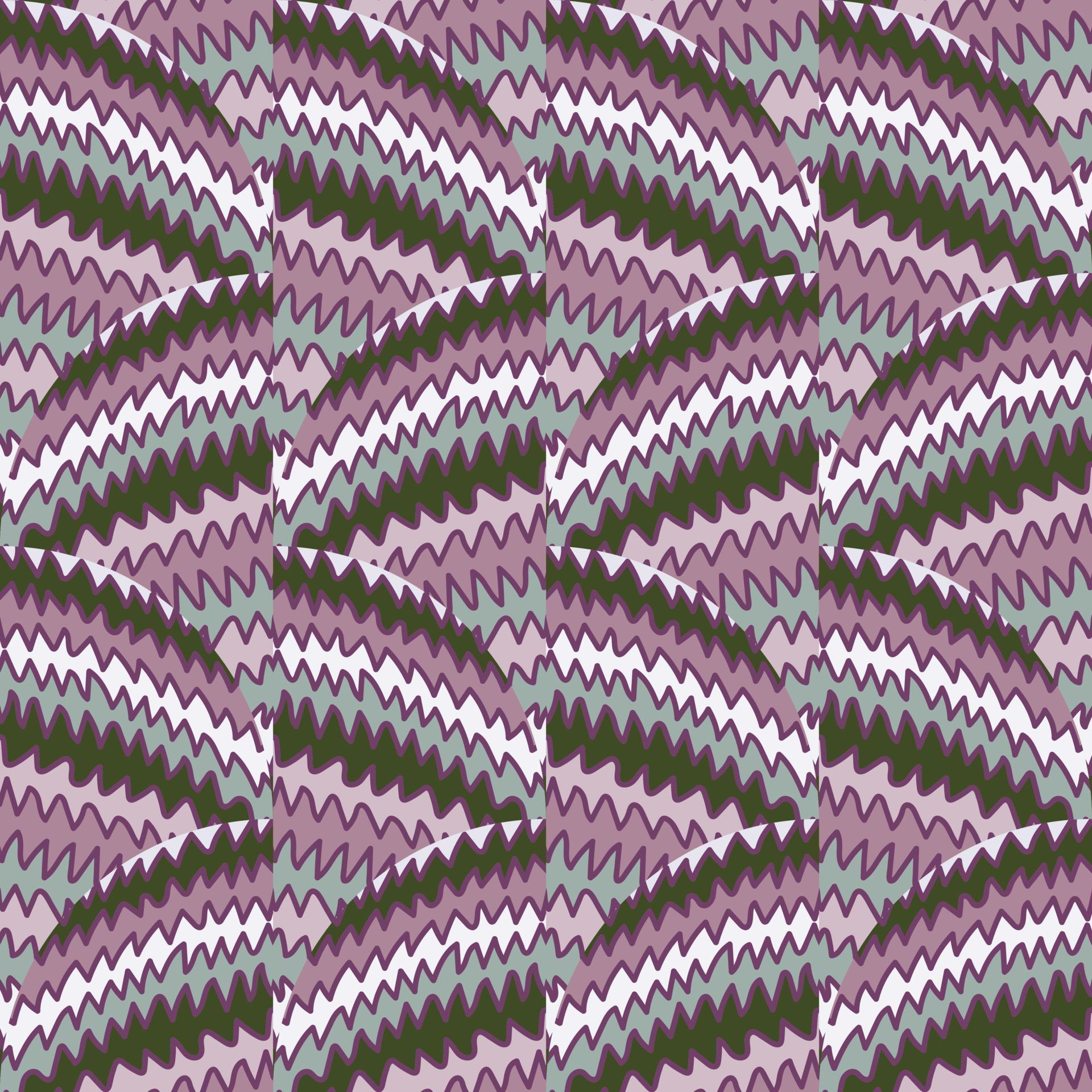 Hand Drawn Zig Zag Lines Mosaic Ornament Abstract Wave Seamless Pattern In Doodle Style