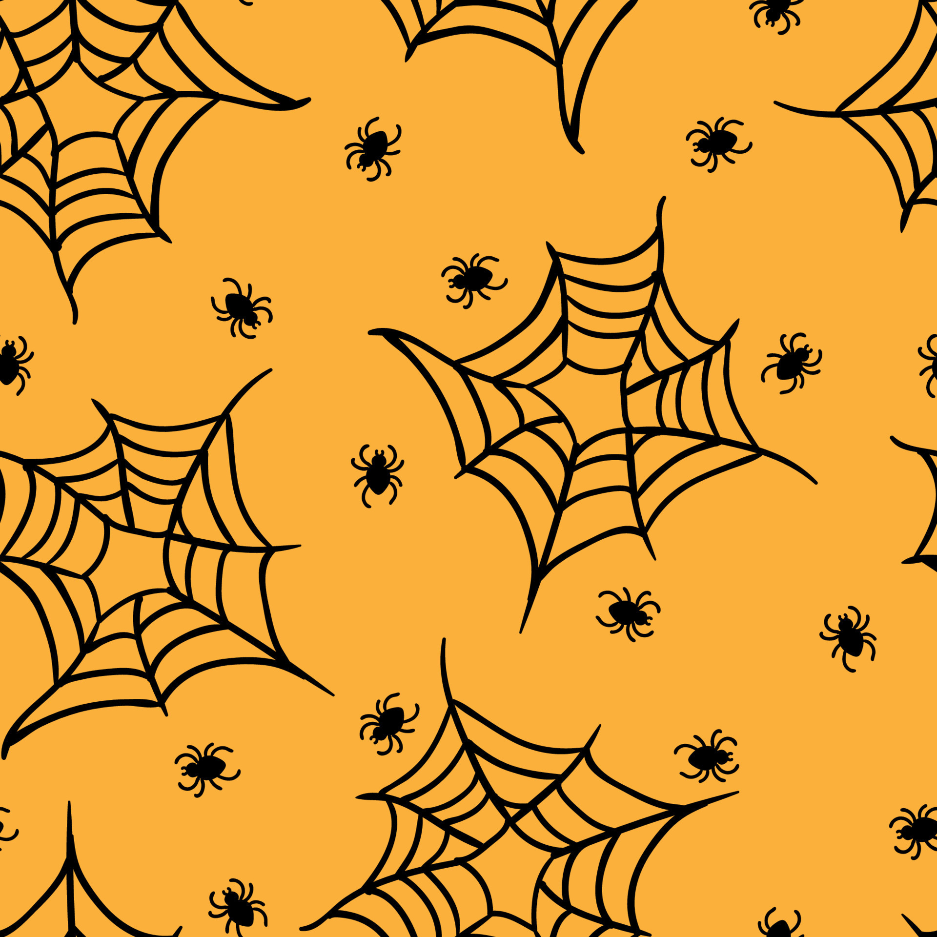 Spiderweb Black Linear Vector Seamless Pattern Halloween Texture Monochrome Spider Web