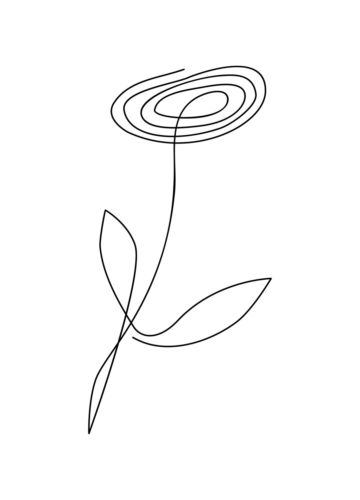 Flower Rose Vector One Line Art Logo Minimalist Contour Drawing Monoline Continuous Line