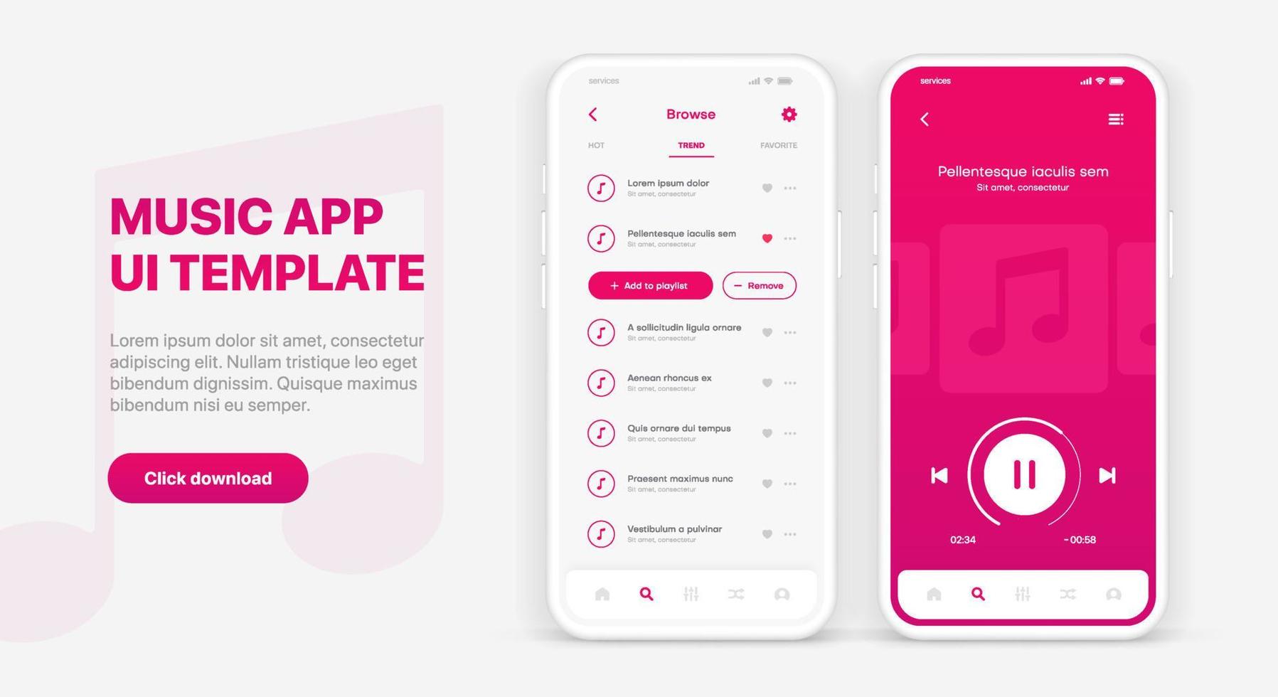 Web mobile application interface for music player application for ...